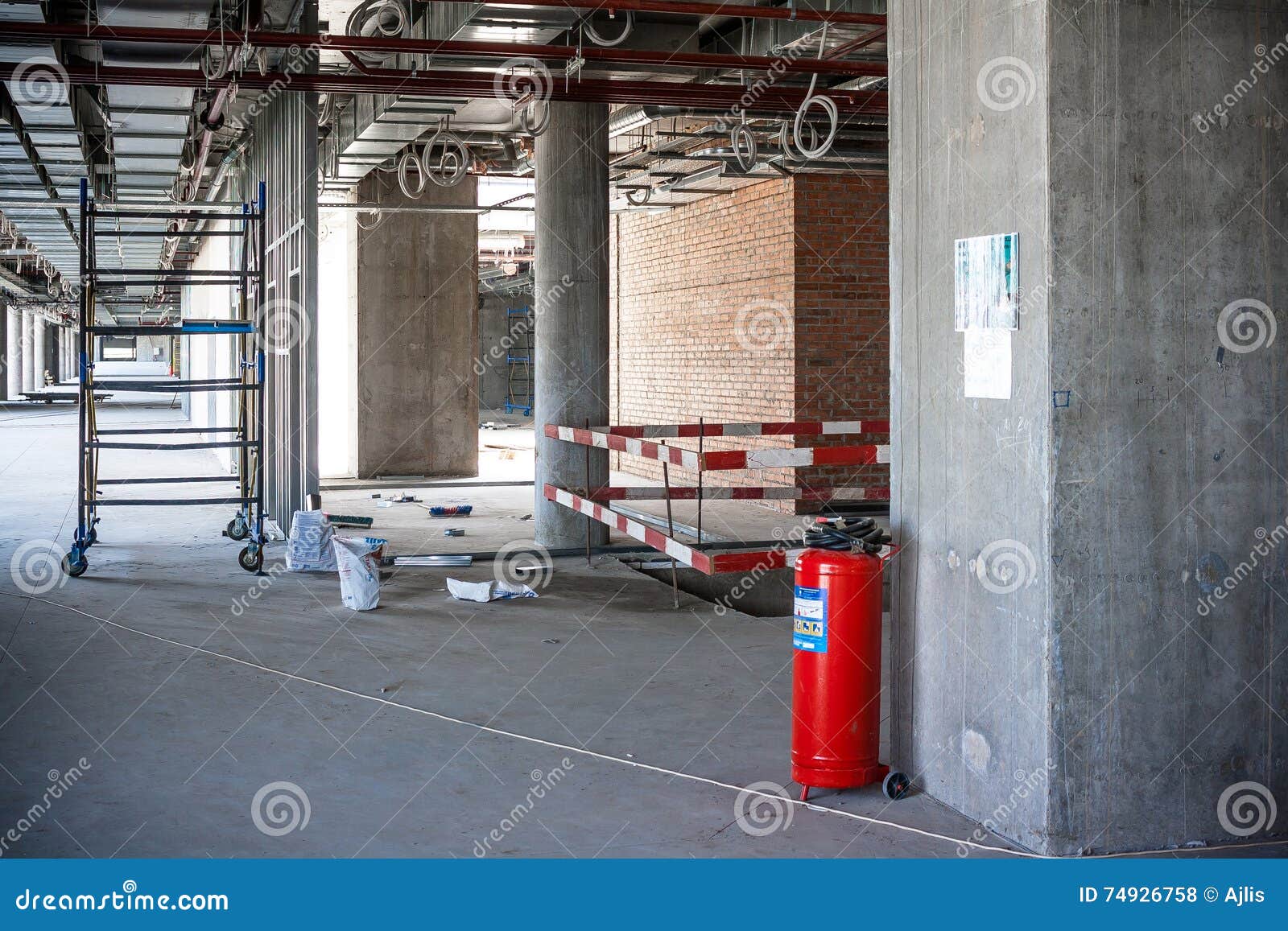 Construction of premises stock photo. Image of scaffolding - 74926758