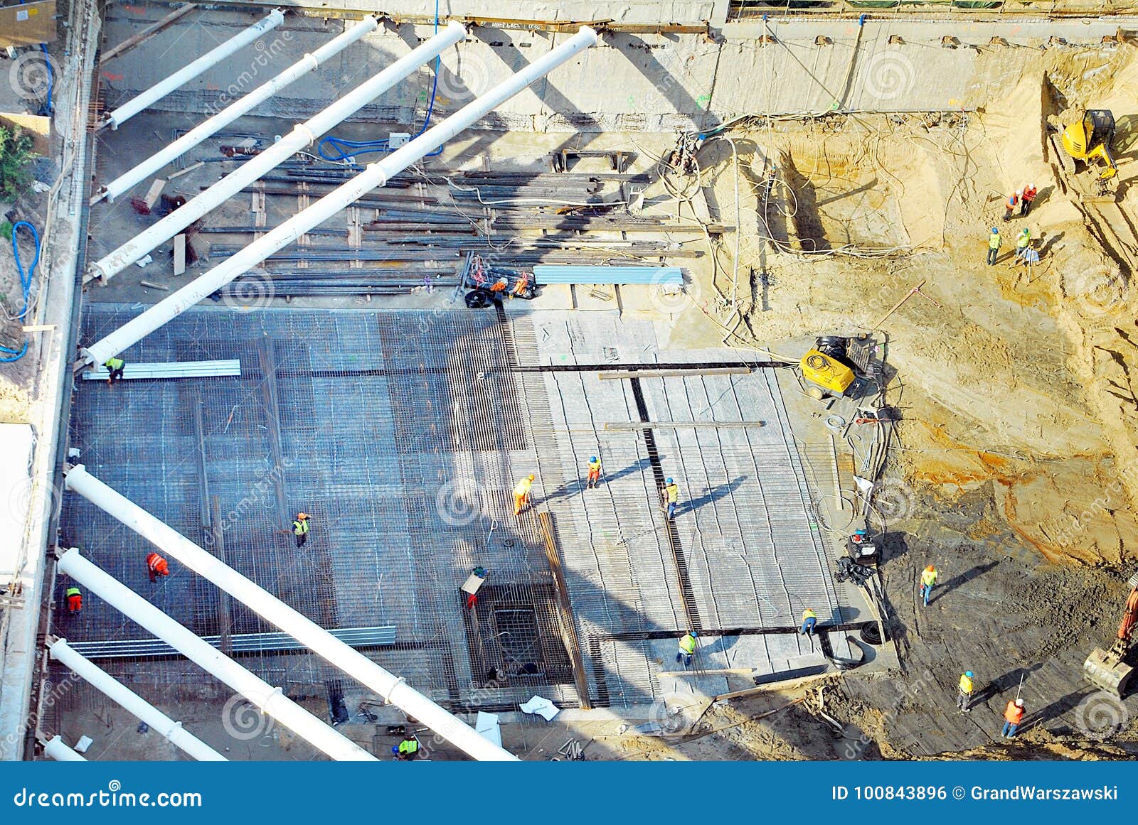 Construction of Primary Foundation, People at Work Stock Photo - Image ...