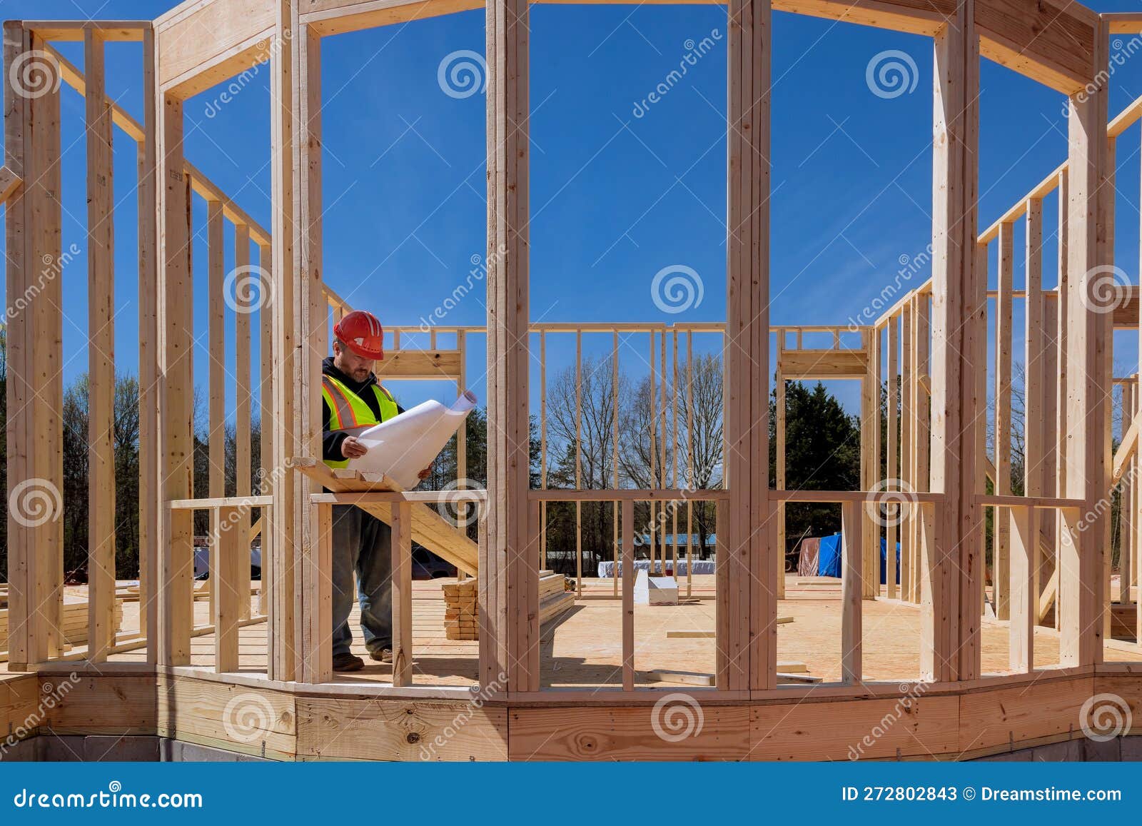 In the Construction Process, an Architectural Engineer Checks the ...
