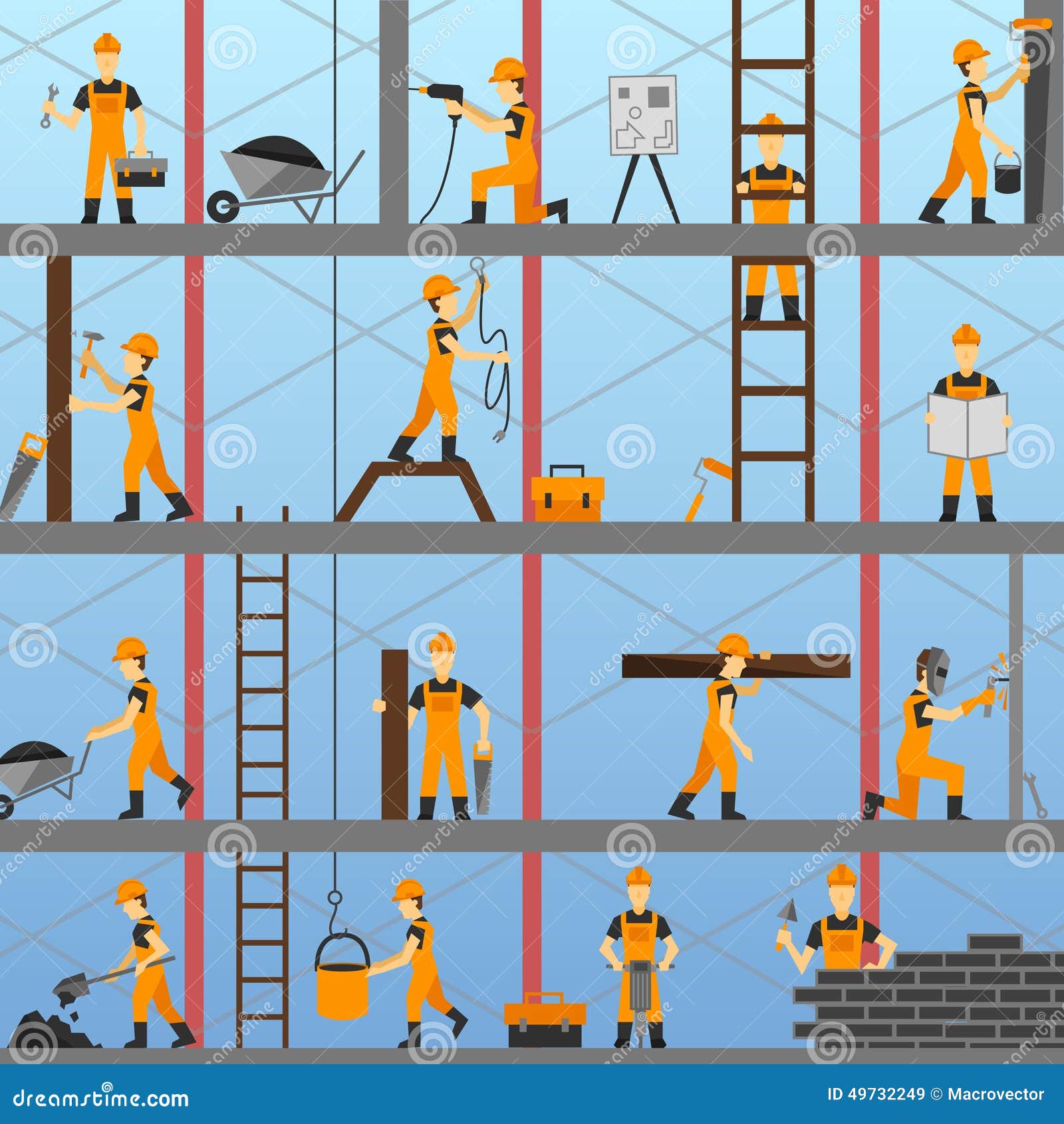 Construction Process Background Stock Vector - Image: 49732249