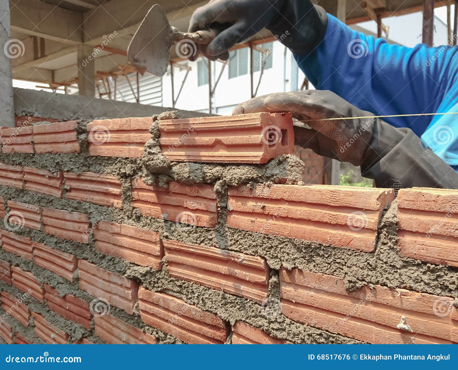 Construction Process Brick Installation Stock Photo - Image of laying ...