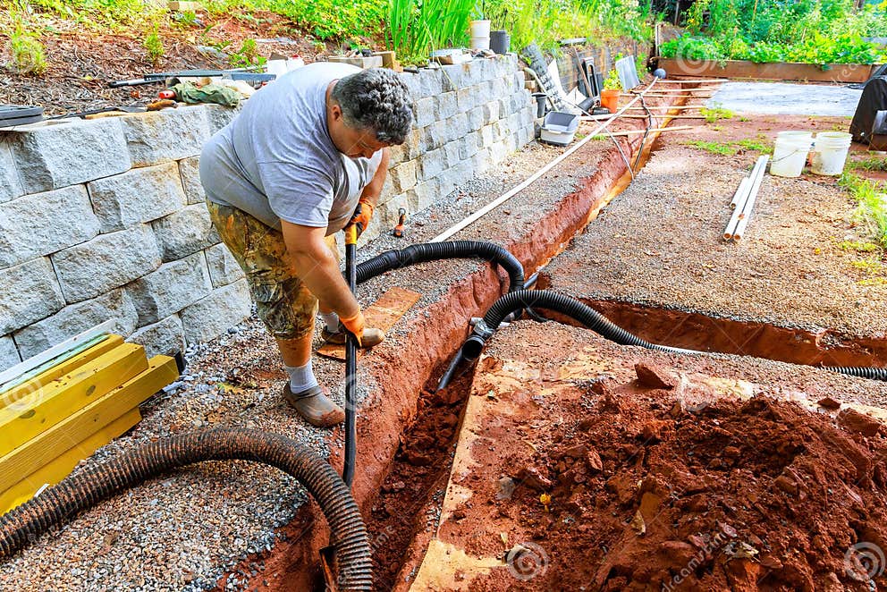 In Construction Process, Drainage Pipes are Installed Underground for ...