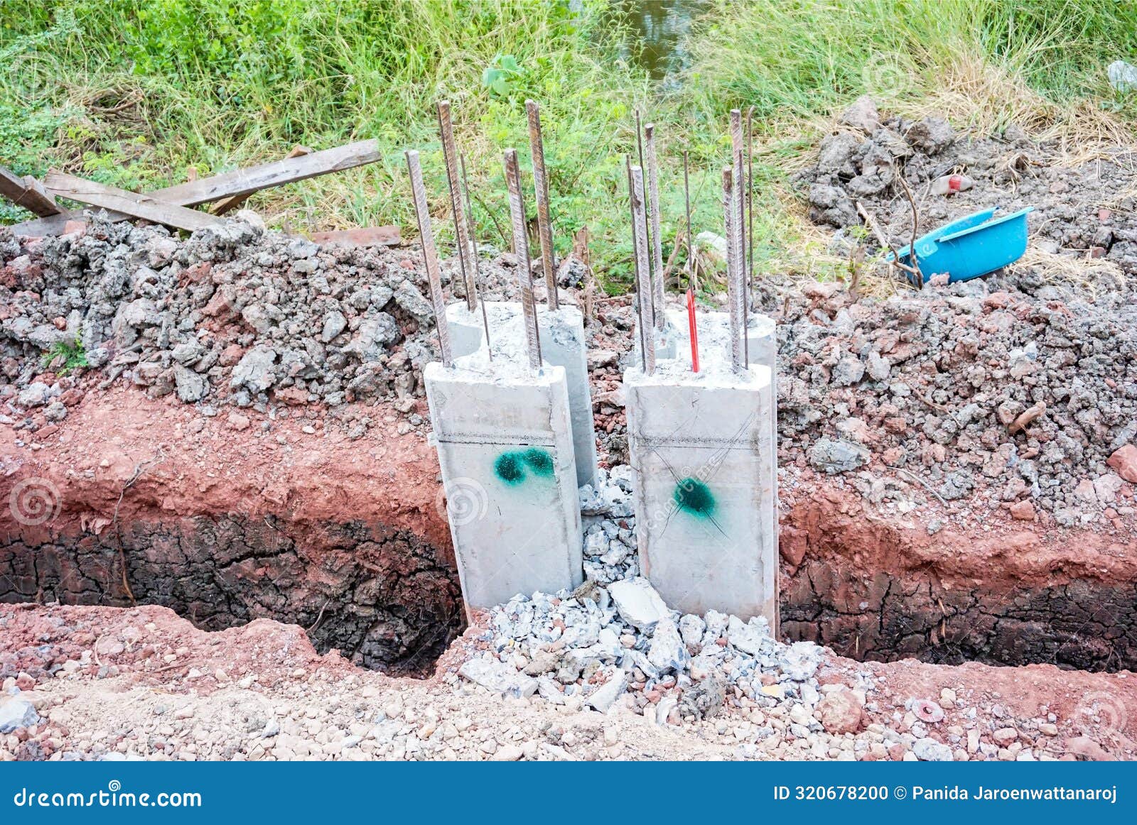 Construction Process : Driven Pile for Fence Around Factory Warehouse ...