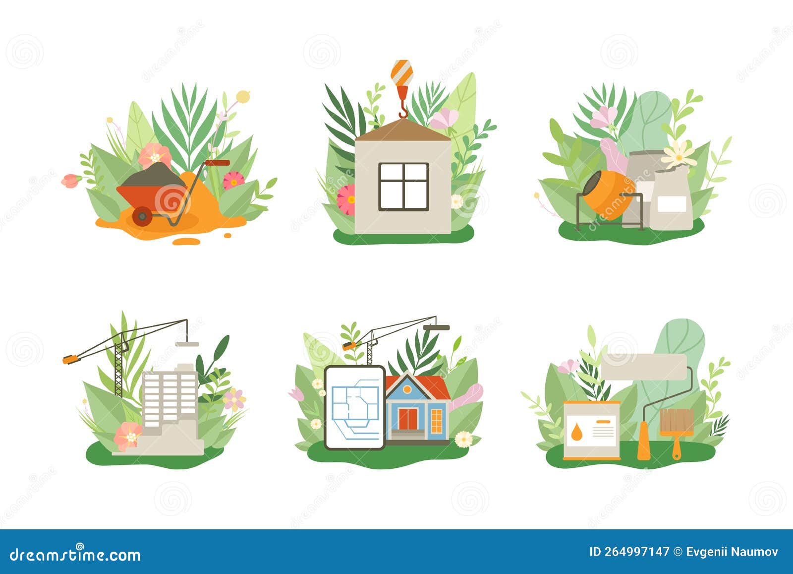 Construction Process. Ecological House Building with Sustainable ...