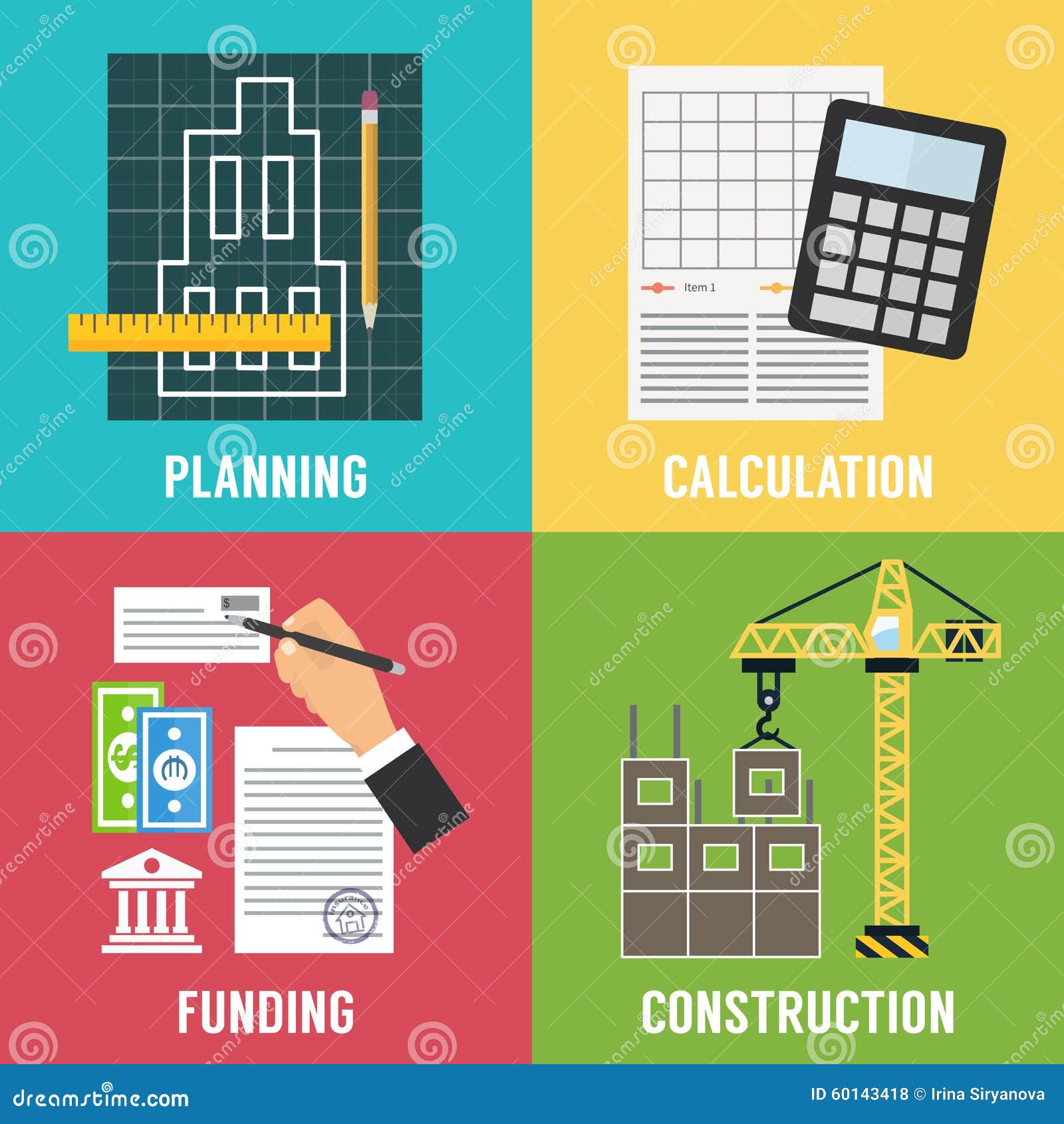 Construction Process Infographic. Vector Template Stock Vector ...