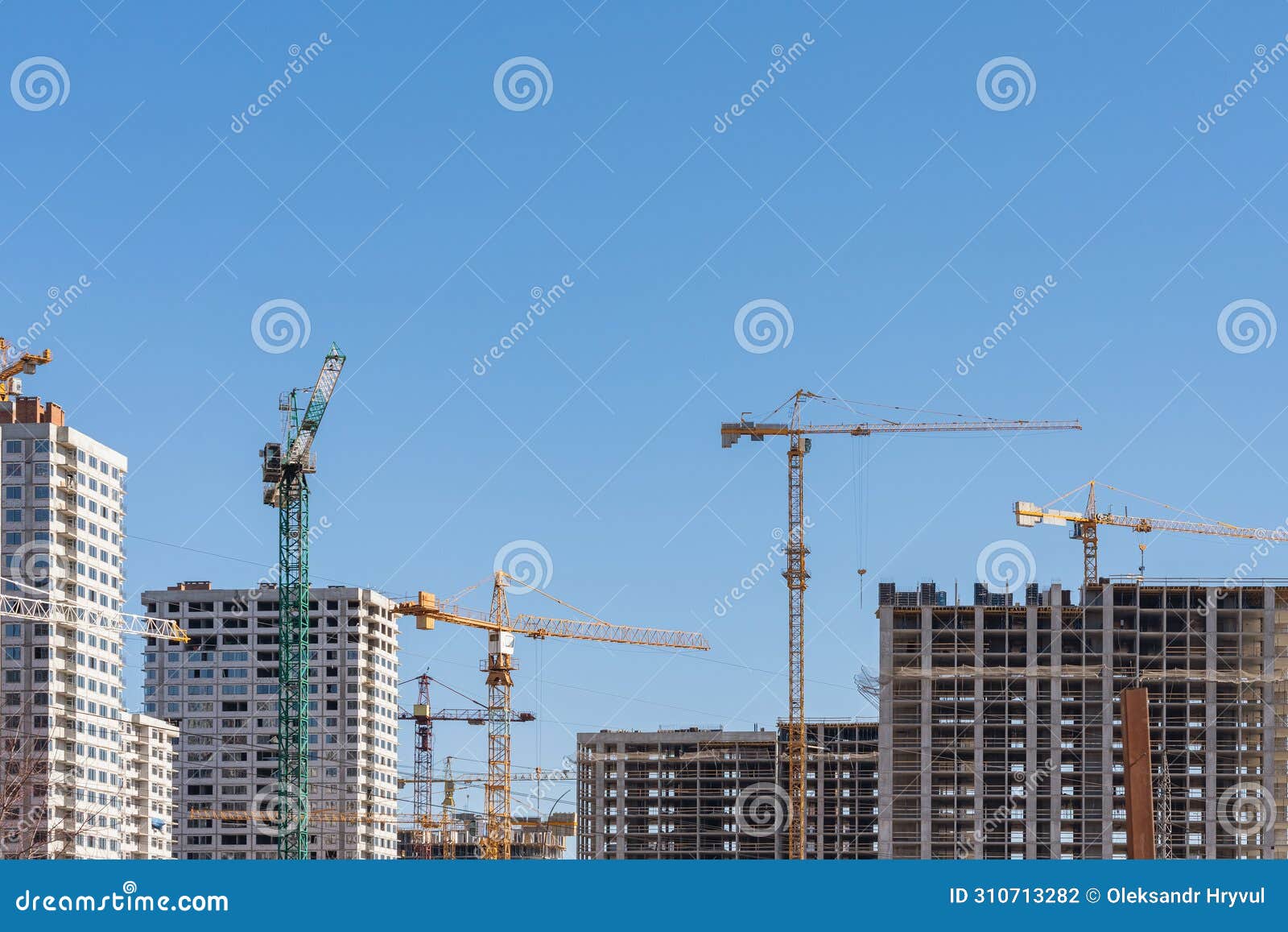 The Construction Process of Many High-rise Buildings Stock Photo ...
