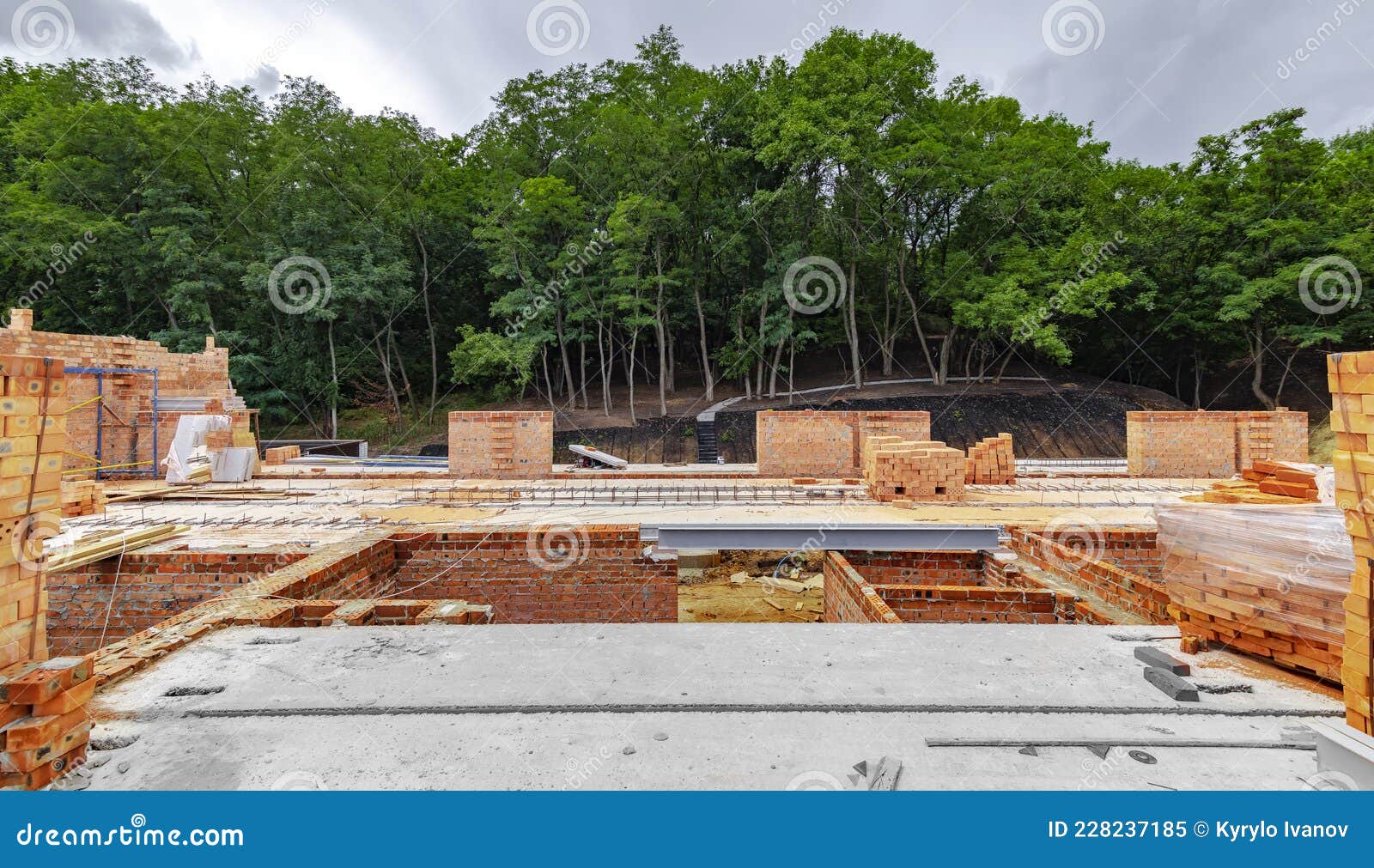 Construction Process of New Residential Building at Construction Site ...