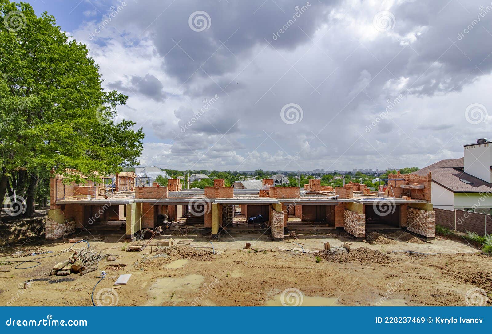 Construction Process of New Residential Building at Construction Site ...