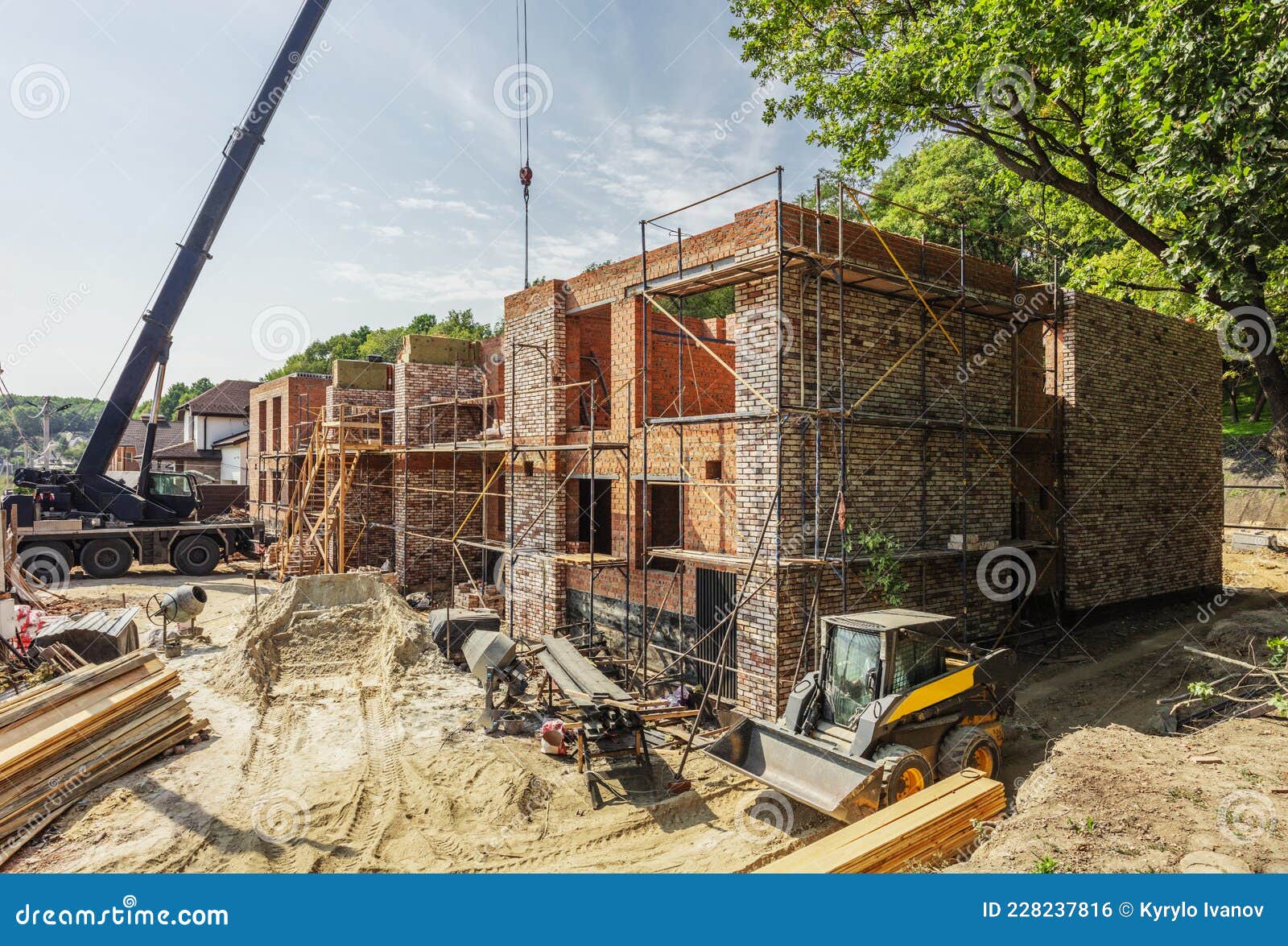 Construction Process of New Residential Building at Construction Site ...
