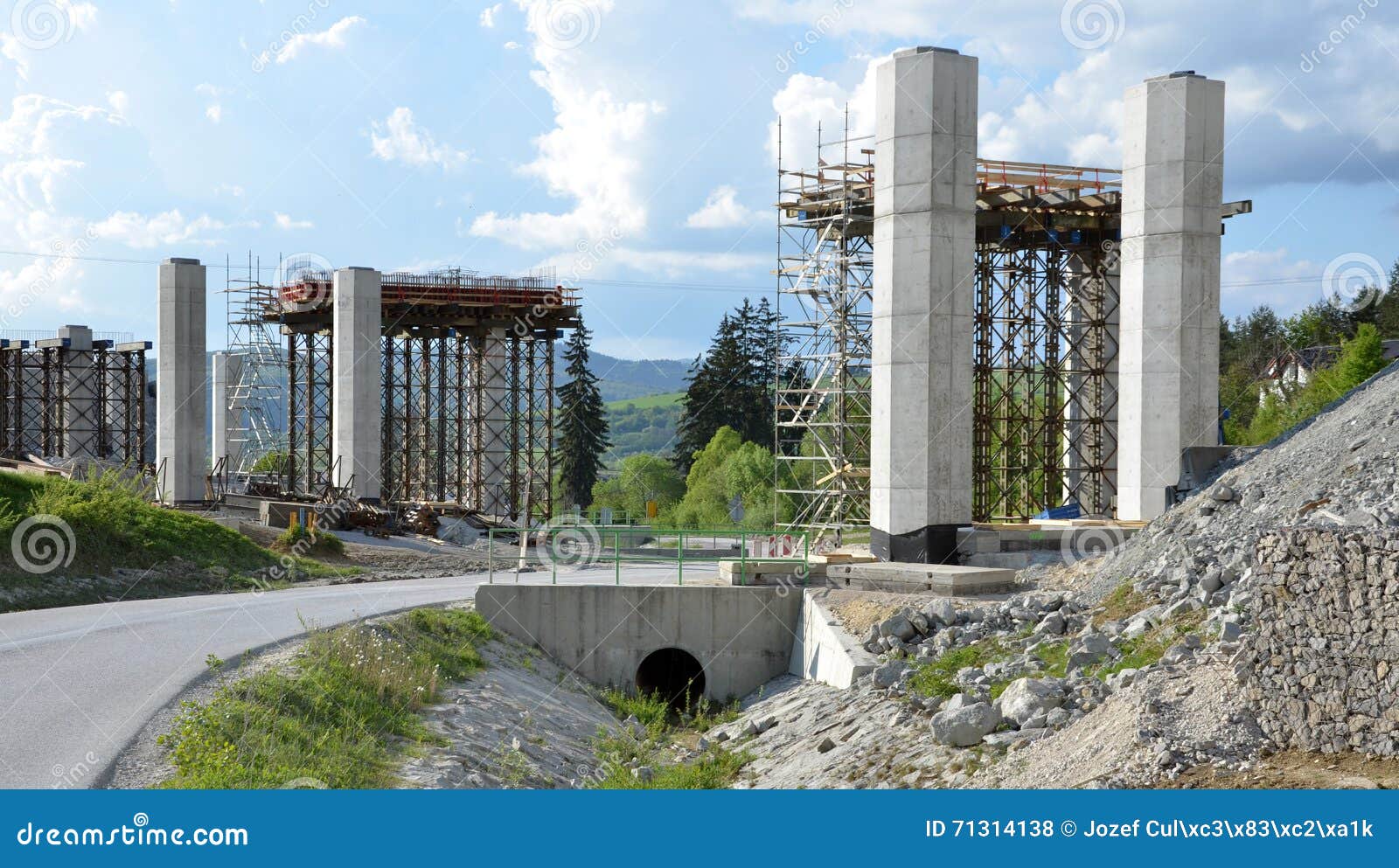 Highway Scaffold Bridge With Concrete Columns Royalty-Free Stock Photo ...