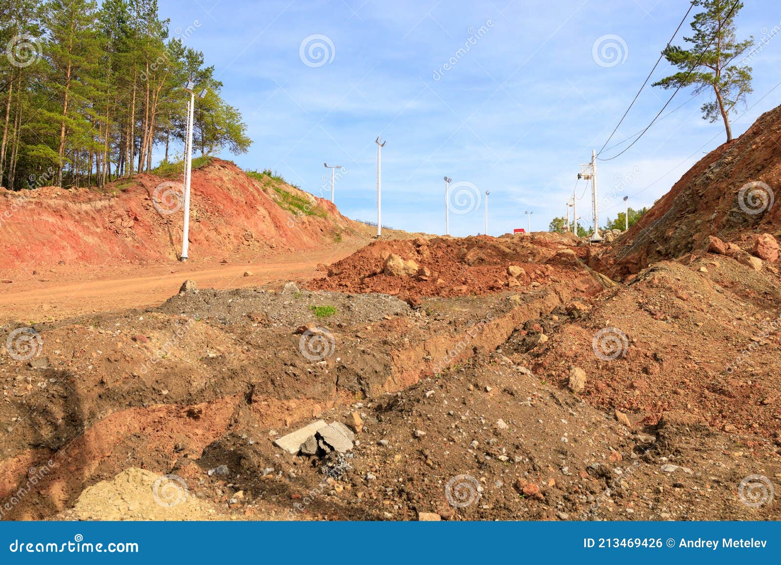 The Construction Process of the Ski Slope in the Summer Stock Photo ...