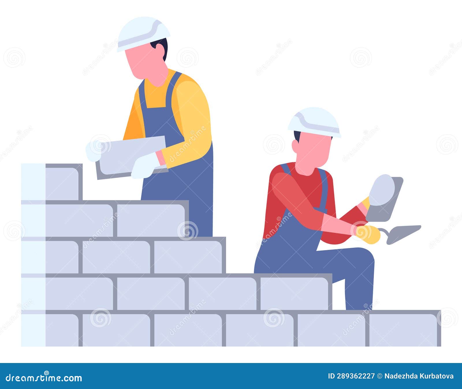 Construction Process. Workers Build Brickwork by Laying Bricks. House ...