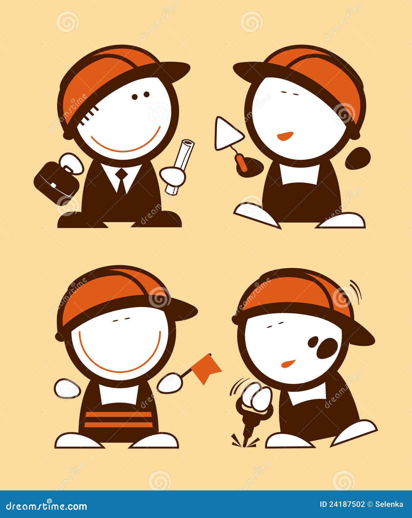 Construction Professions Funny Peoples. Stock Vector - Illustration of ...