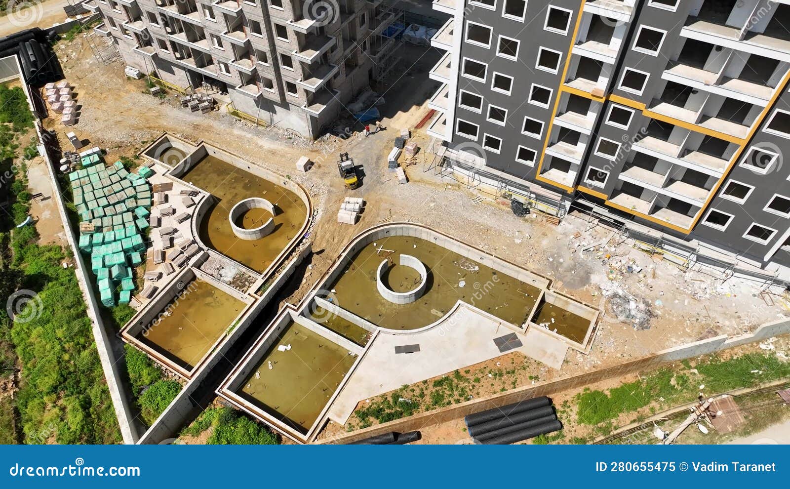 Construction in Progress: Aerial View of a Prominent Multistory Residential Complex Stock Video ...