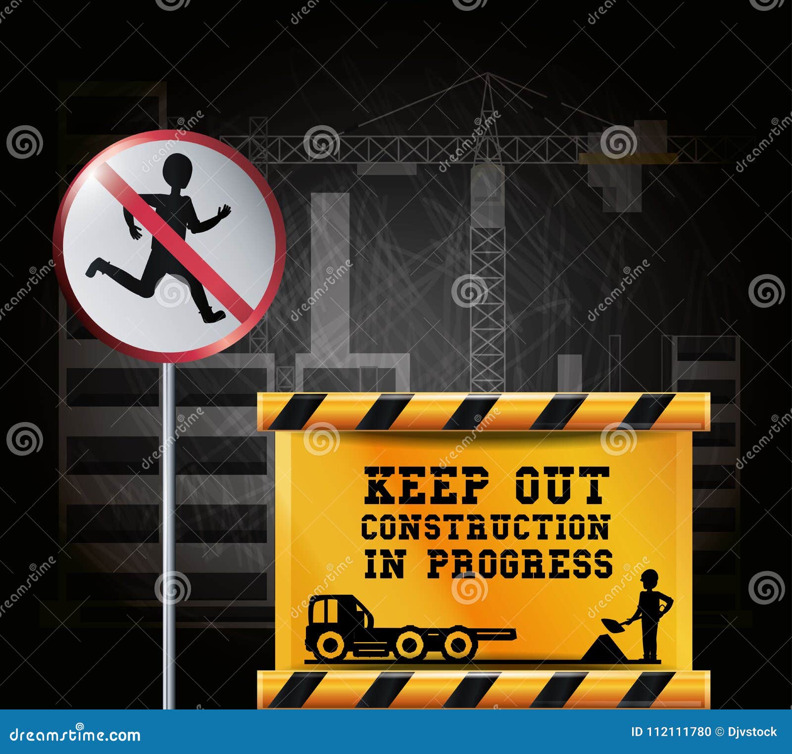 Construction in Progress Design Stock Vector - Illustration of builder ...