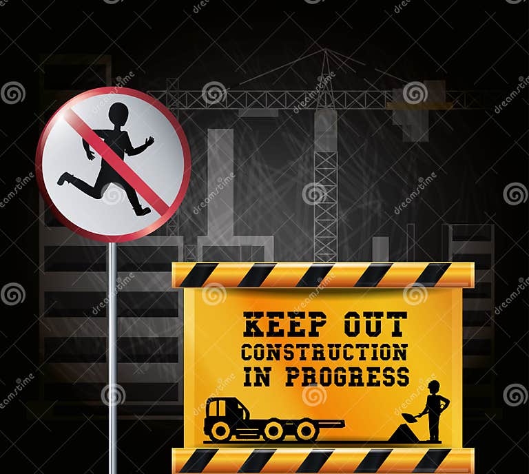 Construction in Progress Design Stock Vector - Illustration of builder ...