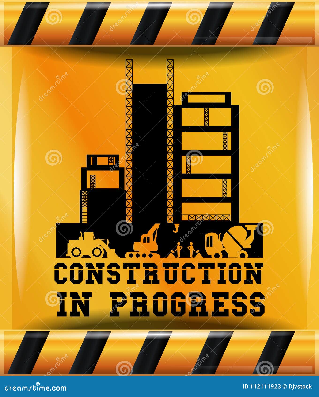 Construction in Progress Design Stock Vector - Illustration of road ...