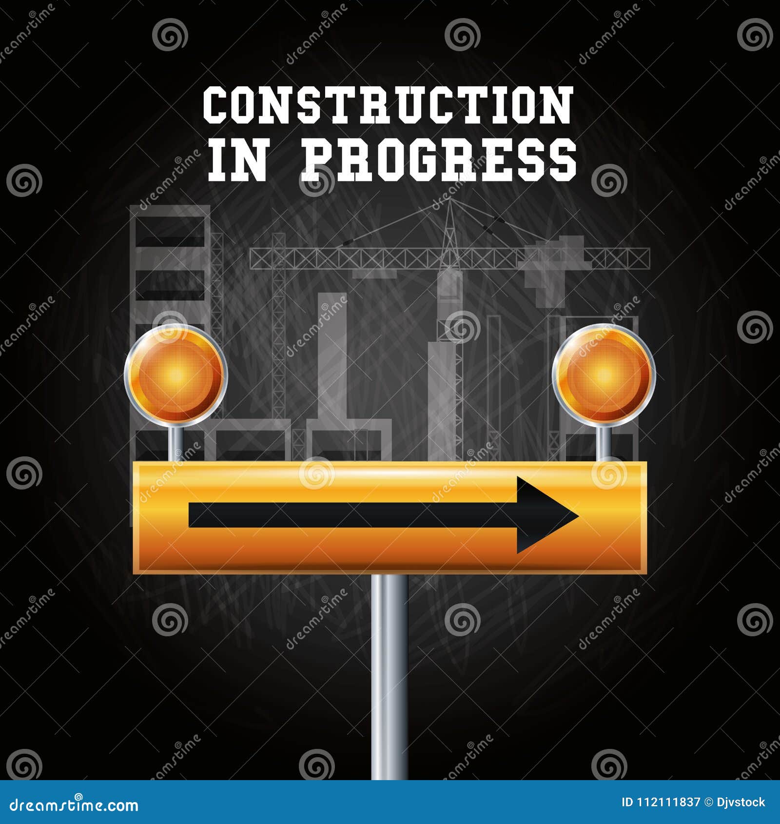 Construction in Progress Design Stock Vector - Illustration of road ...