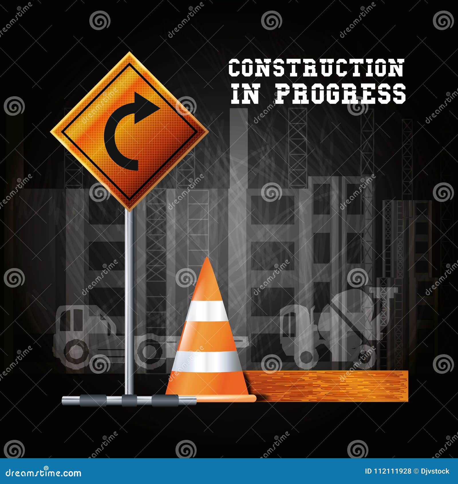 Construction in Progress Design Stock Vector - Illustration of isolated ...