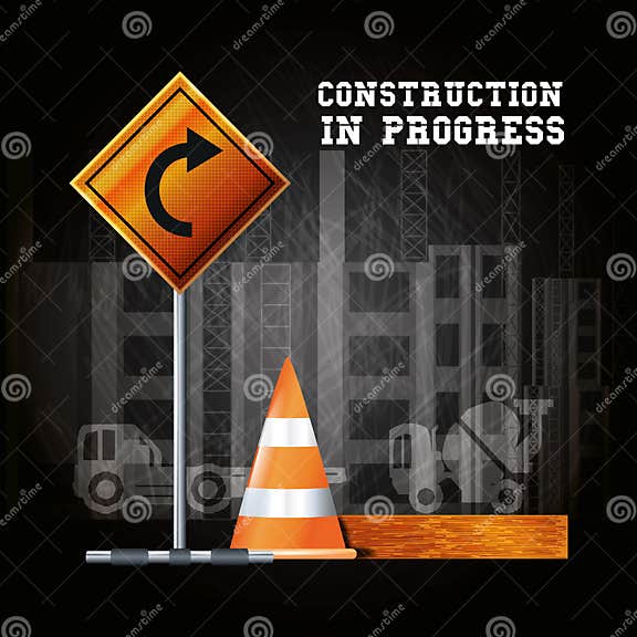 Construction in Progress Design Stock Vector - Illustration of isolated ...
