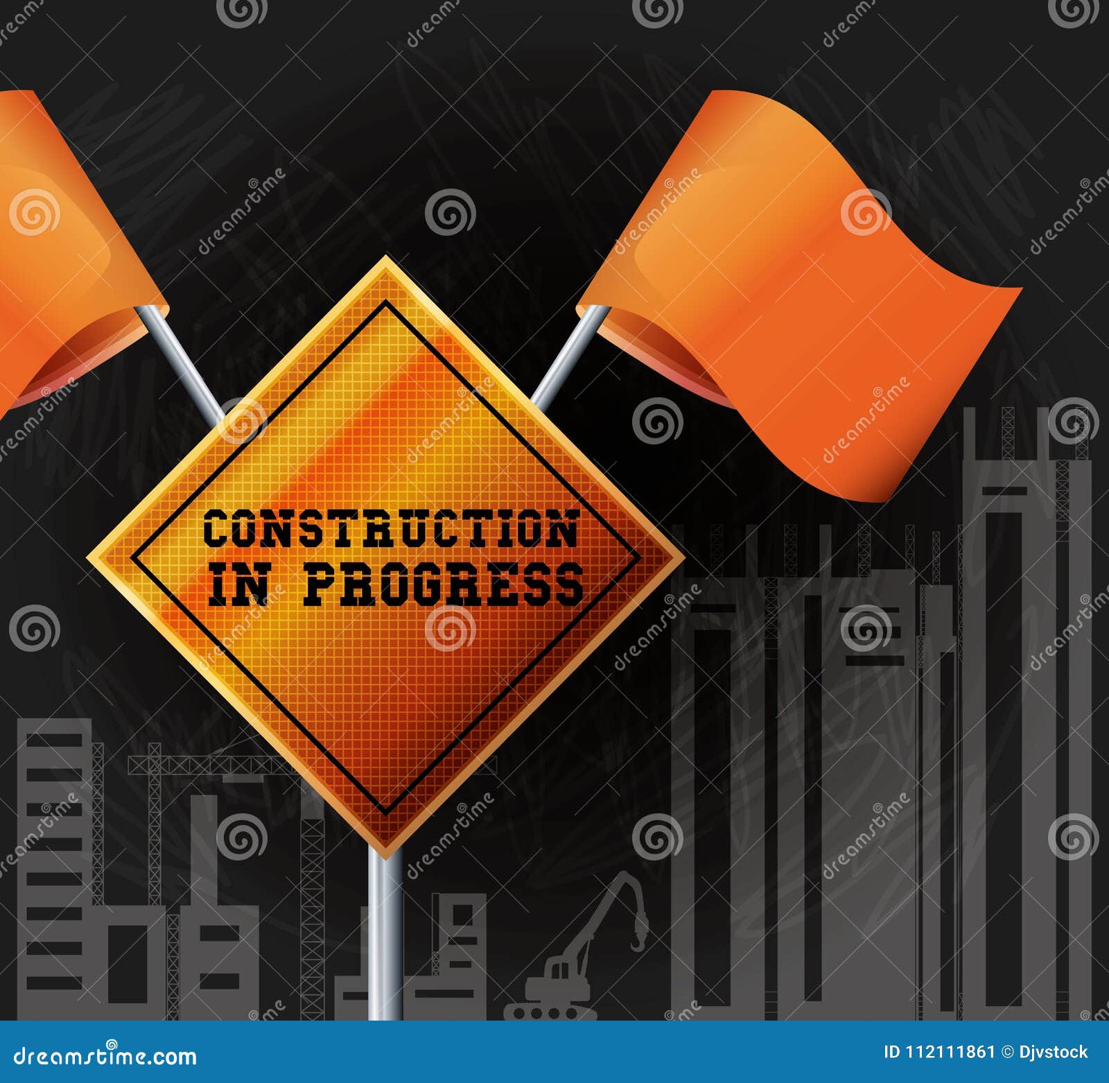 Construction in Progress Design Stock Vector - Illustration of safety ...