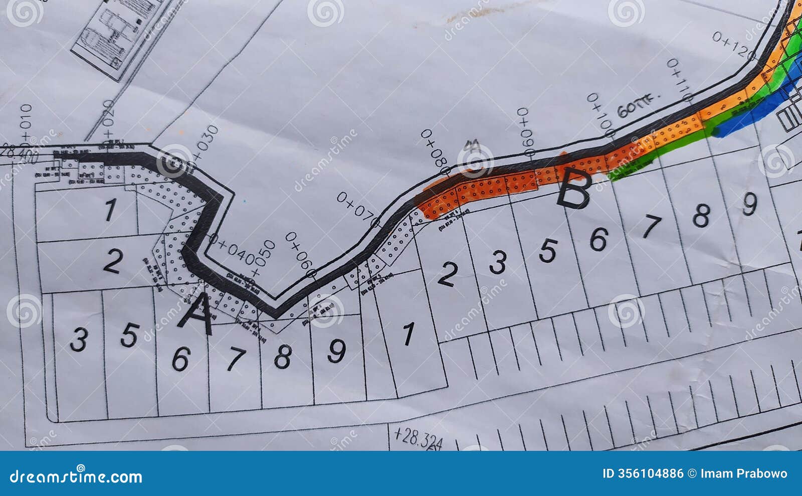 Construction Progress Plan with Color-Coded Sections and Annotations ...