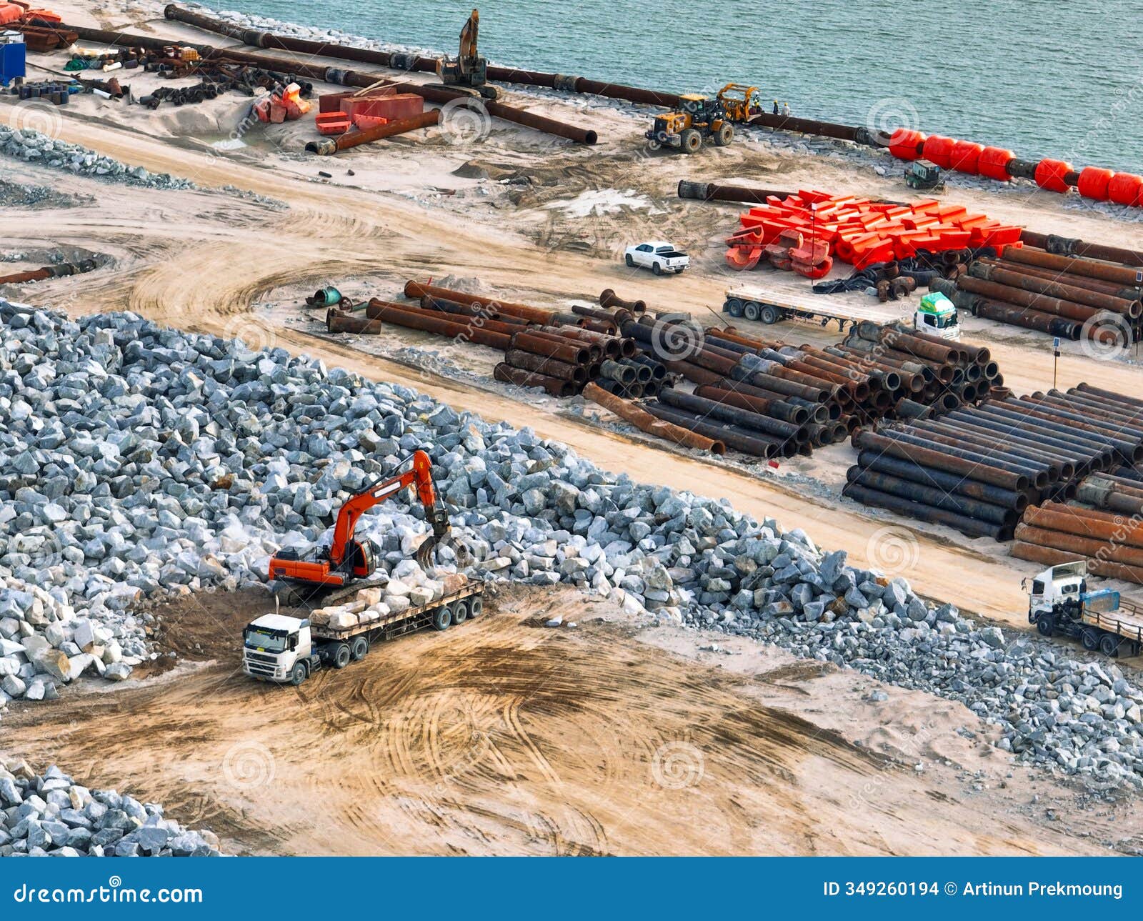Port Reclamation Work Project Equipment. Royalty-Free Stock Photography ...