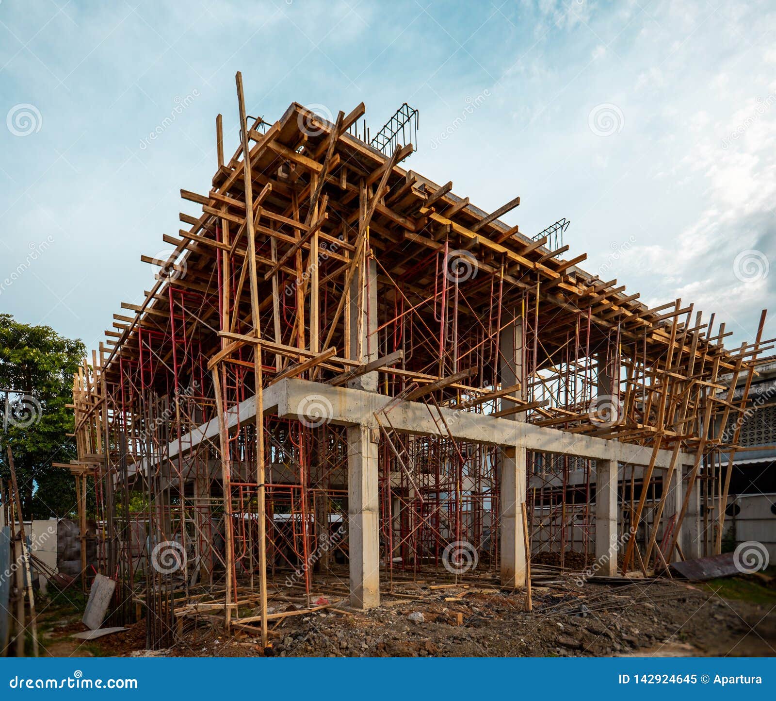 Construction in Progress. Two Floor or Storey House is Being Build with ... Construction in Progress. Two Floor or Storey House is Being Build with ...