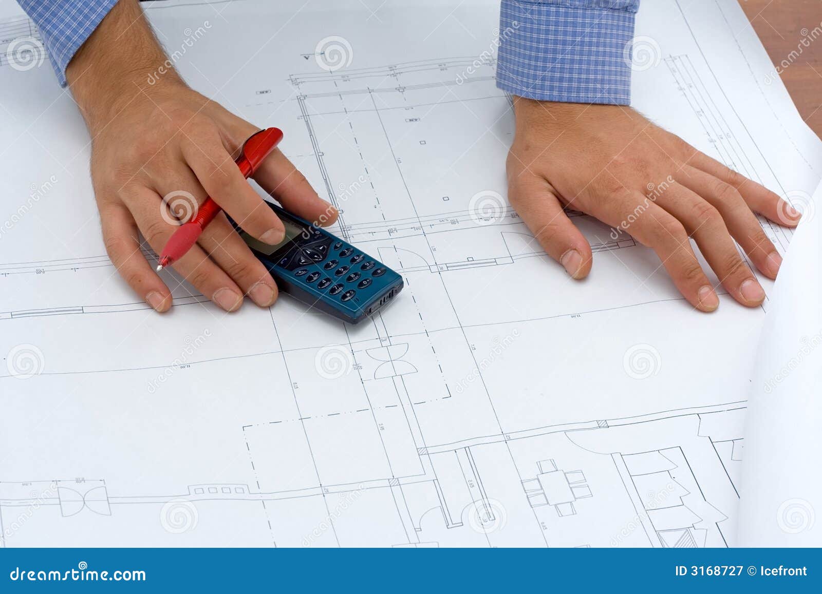 Construction project stock image. Image of phone, checking - 3168727
