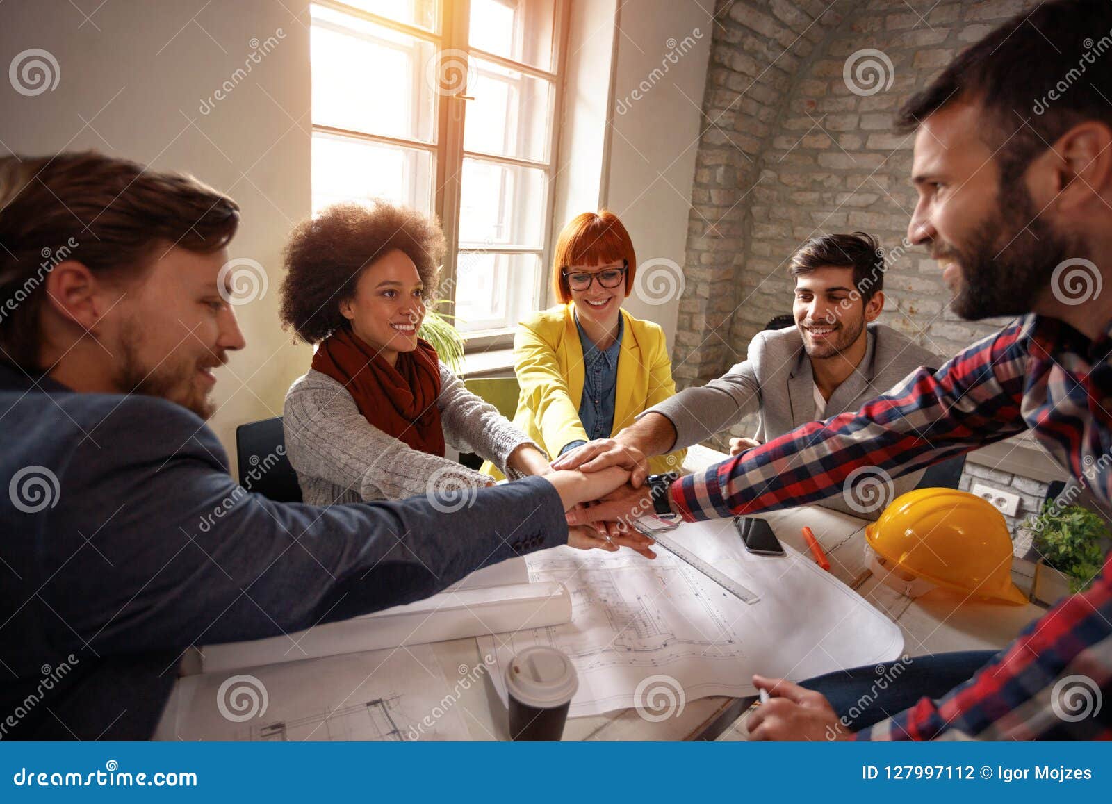 Construction Project Agreement Teamwork Architects Stock Photo - Image ...