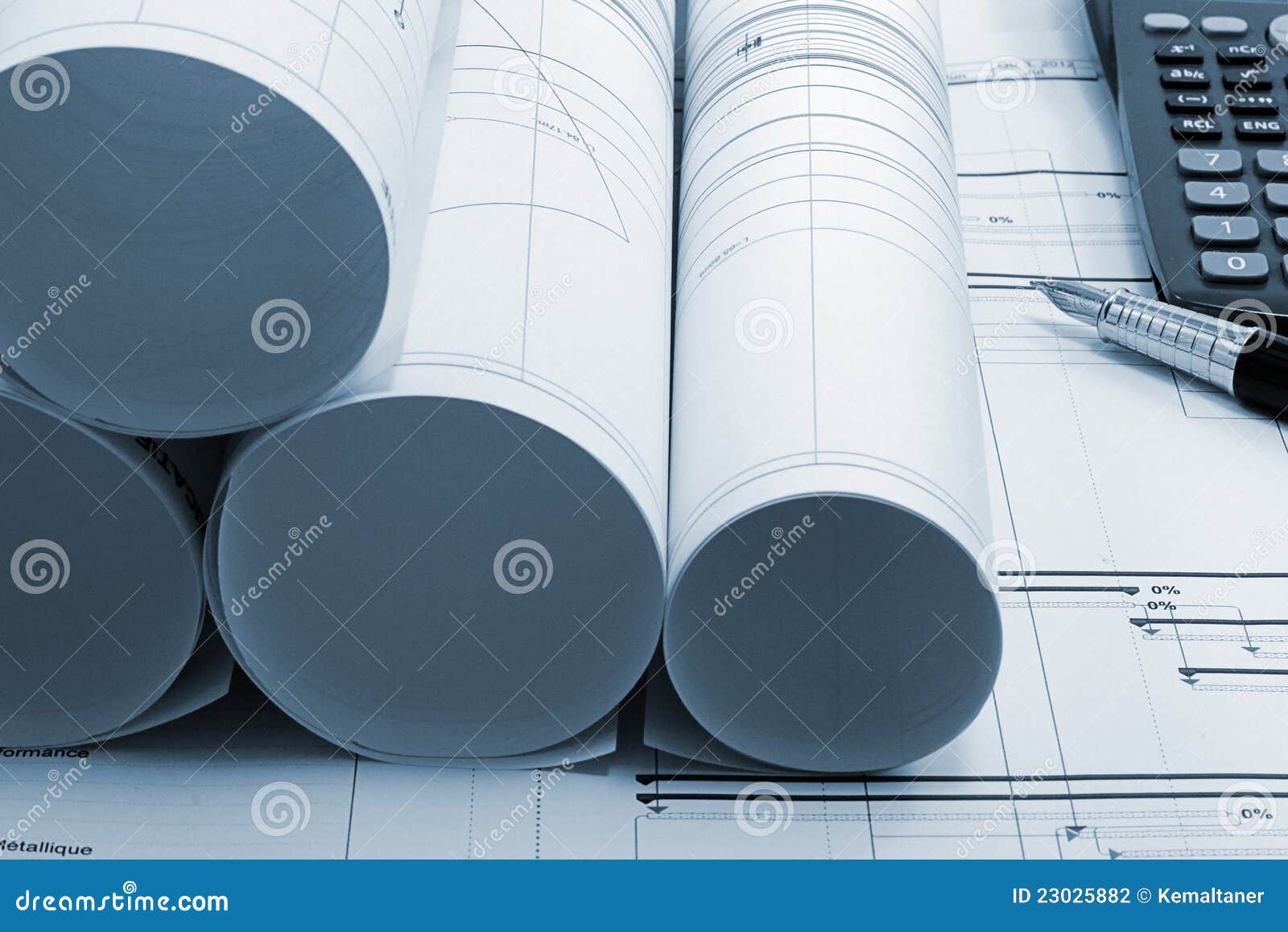 Construction Project Drawings Blueprint Stock Photo - Image of home ...