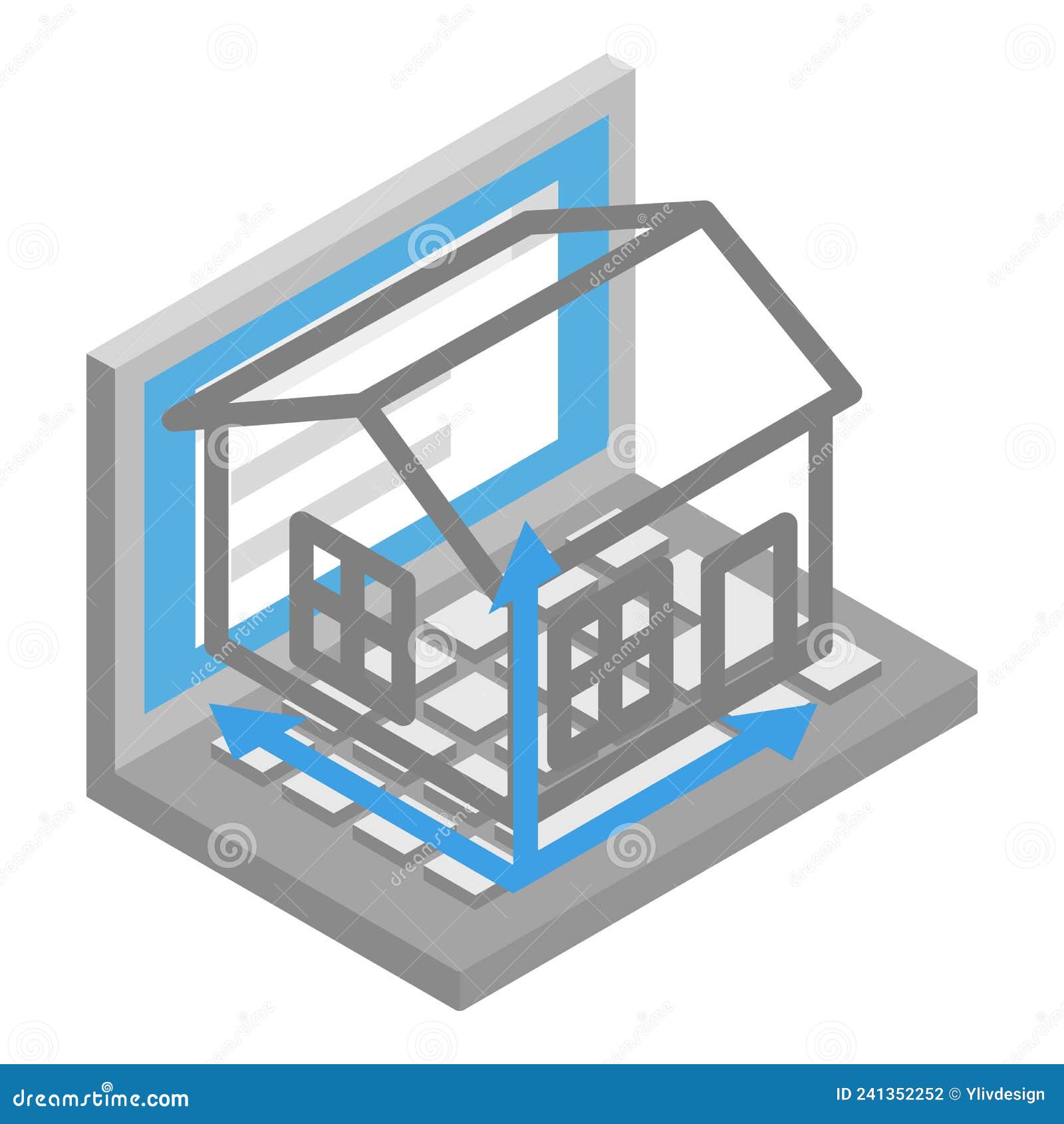 Construction Project Icon Isometric Vector. Open Laptop and House ...