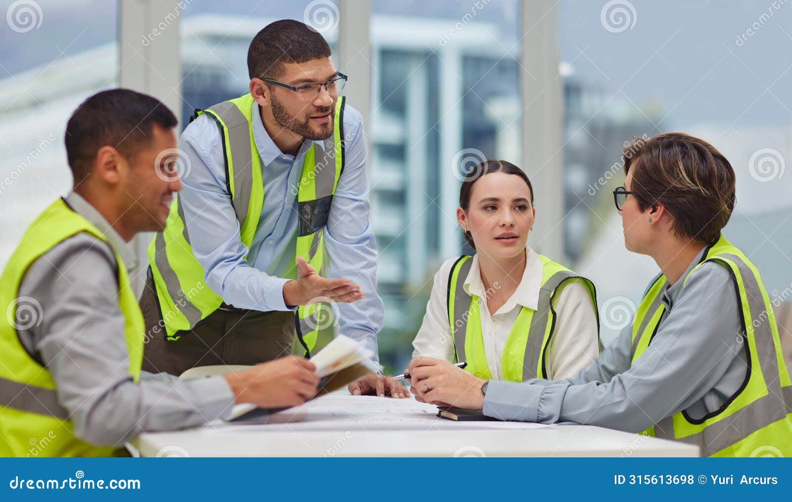 Construction, Project Management and People Meeting in Office for ...