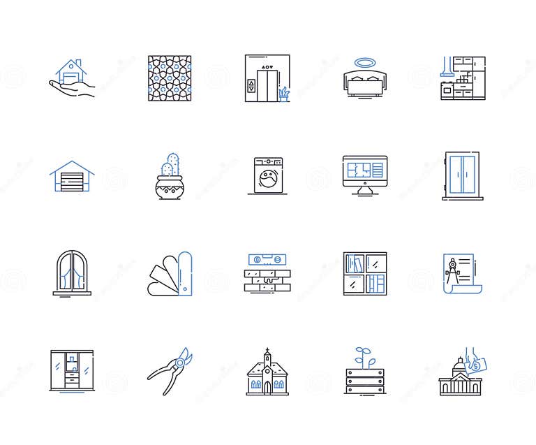 Construction Project Outline Icons Collection. Building, Infrastructure ...