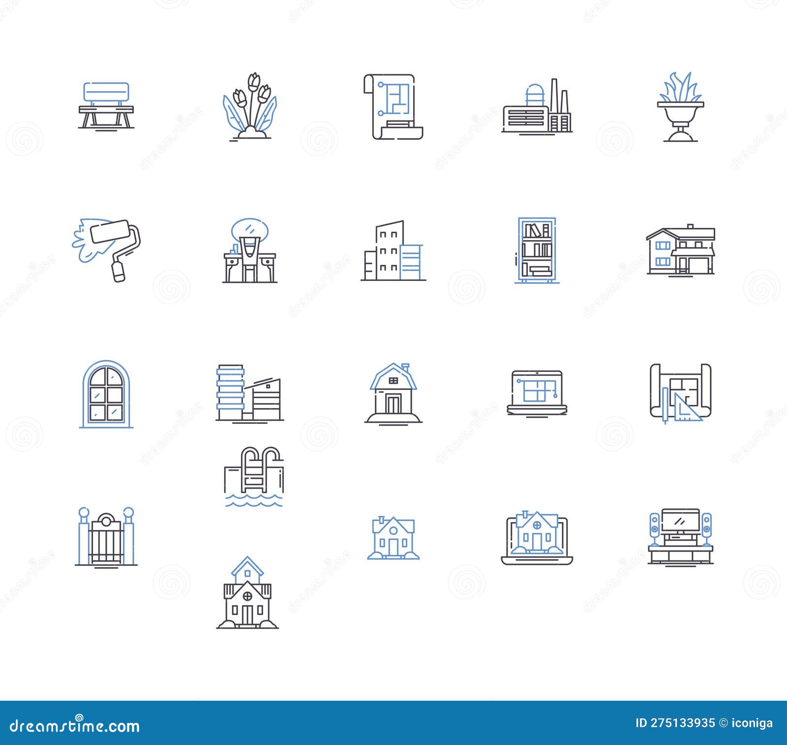 Construction Project Outline Icons Collection. Building, Infrastructure ...