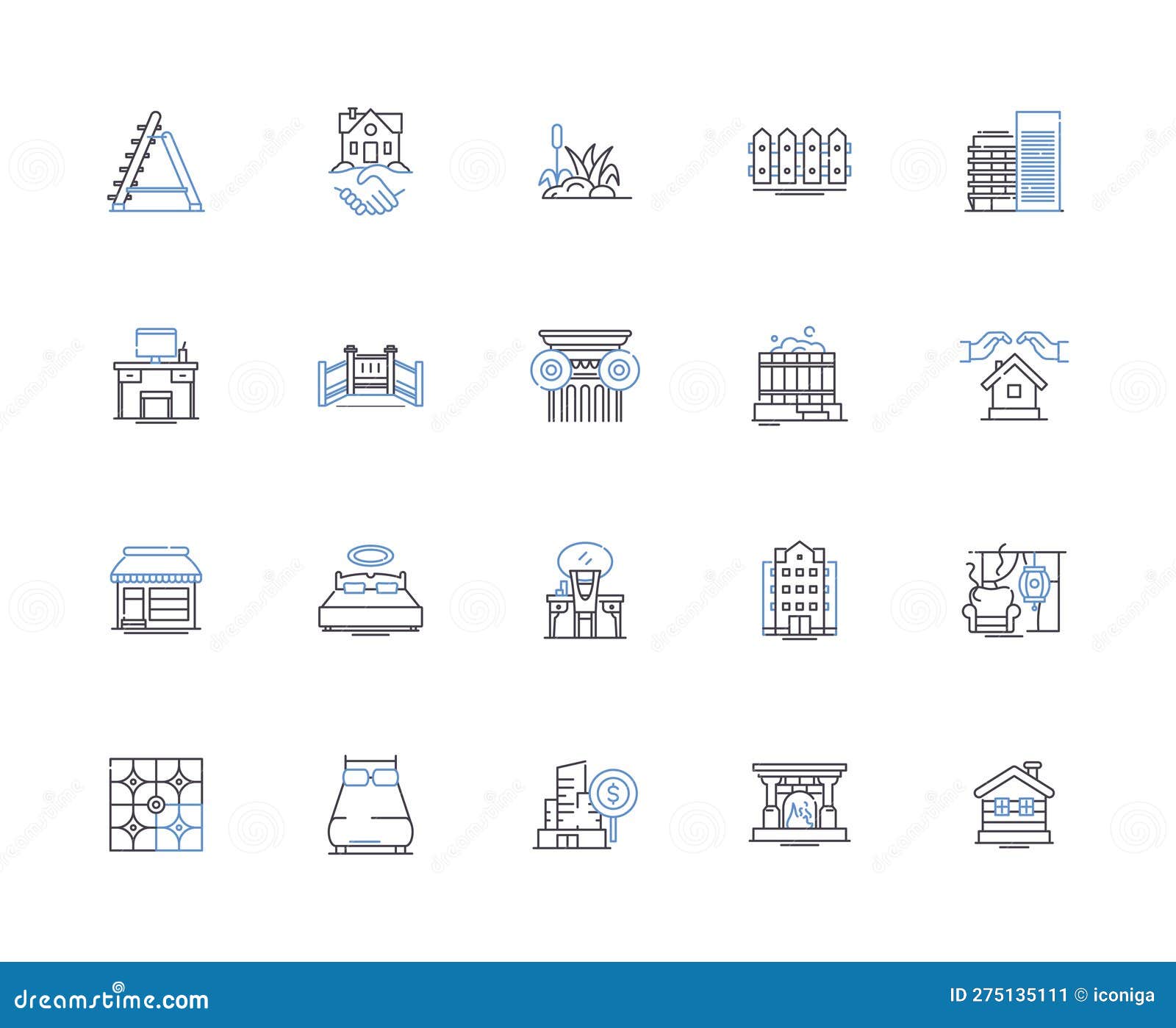 Construction Project Outline Icons Collection. Building, Infrastructure ...
