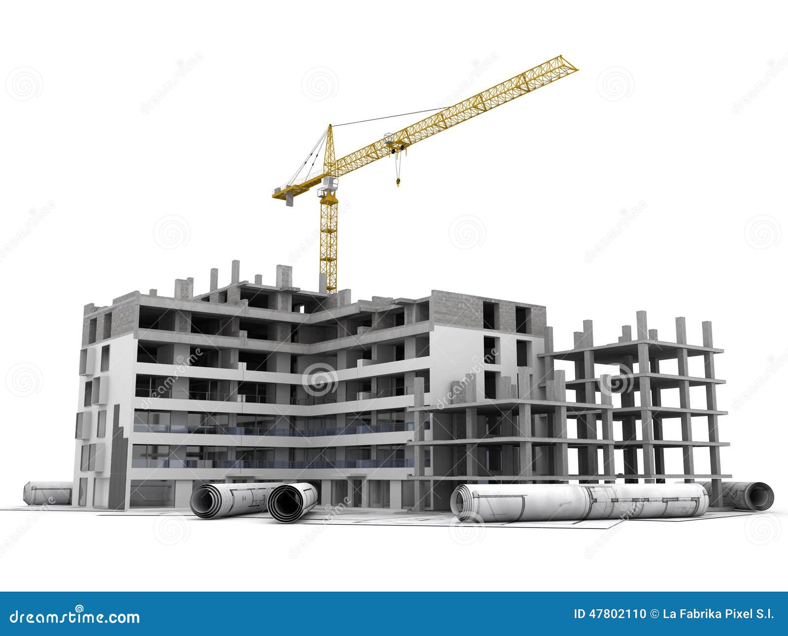 Construction Project in Progress Stock Illustration - Illustration of ...