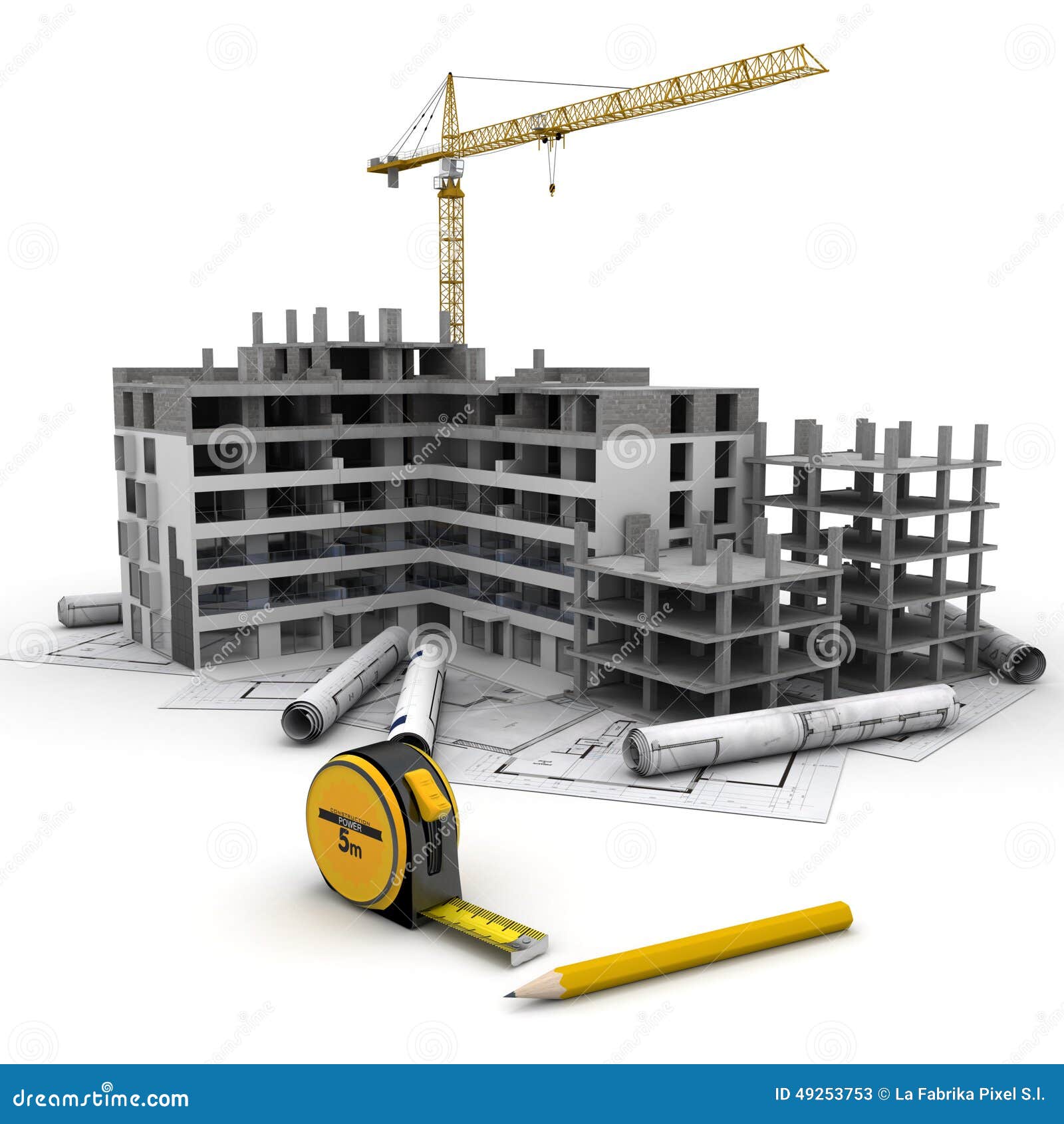 Construction Project in Progress Stock Illustration - Illustration of ...