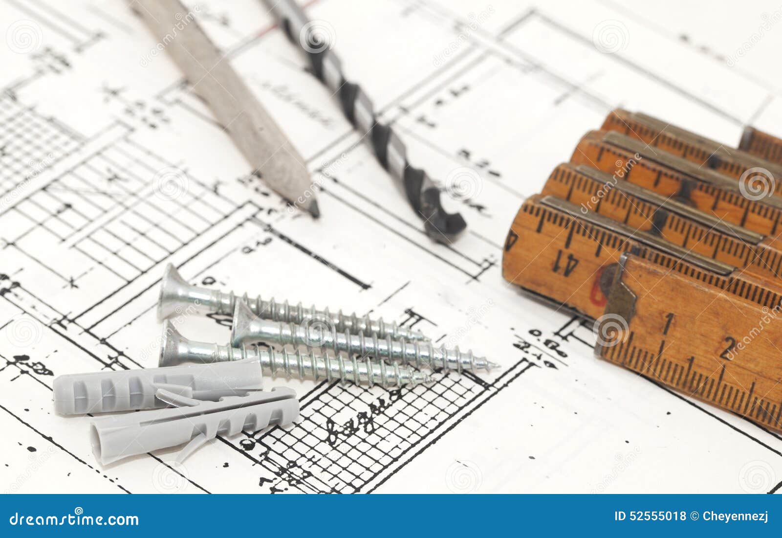 Construction project stock photo. Image of plan, architect - 52555018