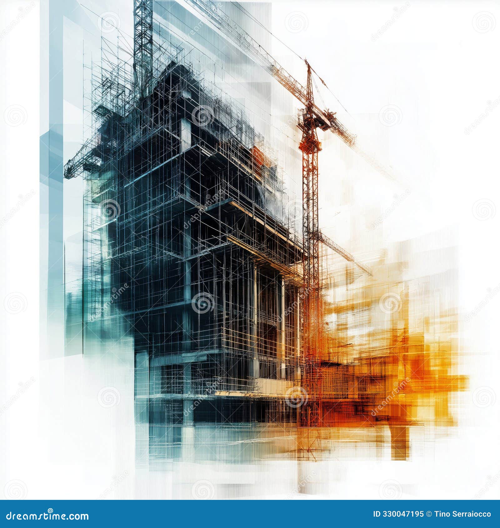 A Construction Project is Underway, Using Scaffolding and a Crane Stock ...