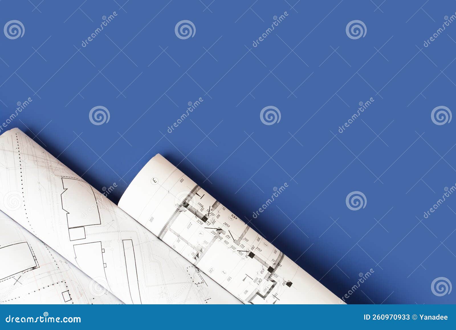 Construction Projects Background, Rolls of Architecture Blueprints ...