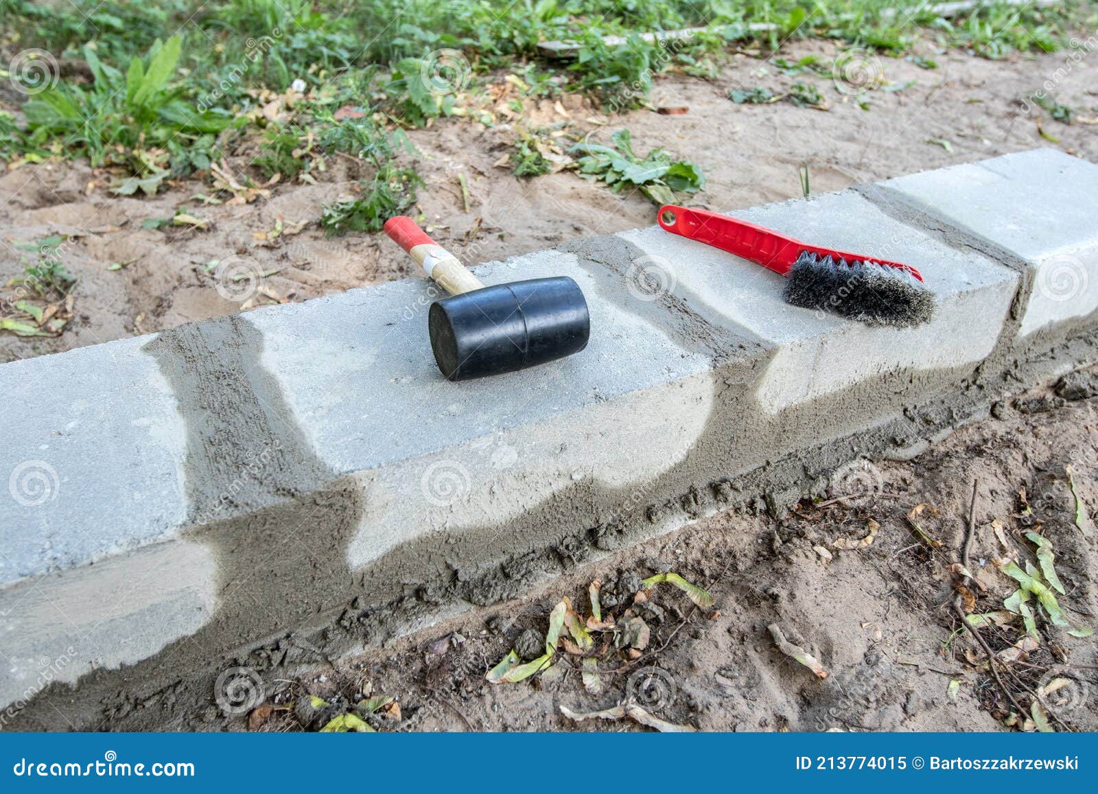 Construction - Putting Blocks with Tools Stock Image - Image of dust ...