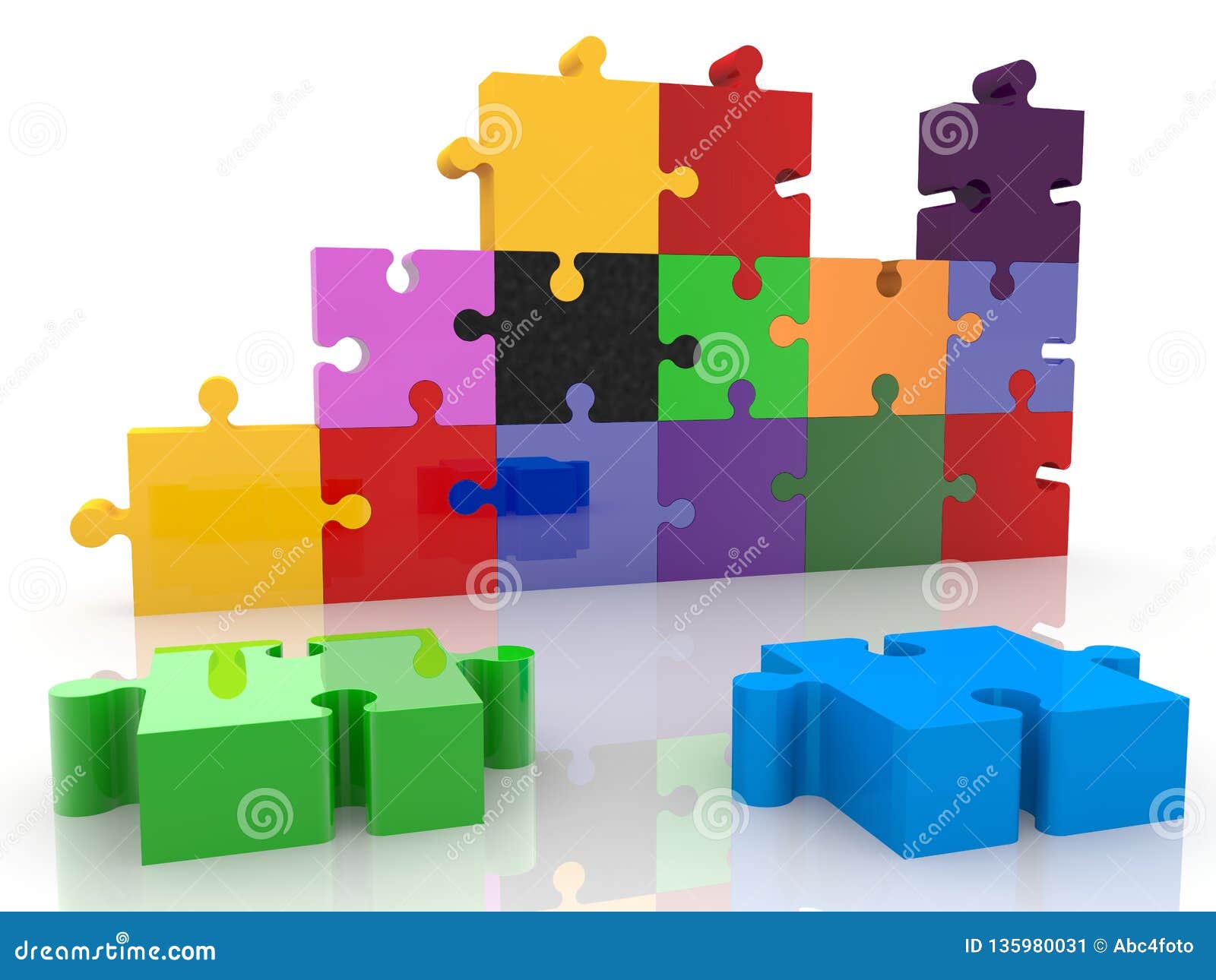 Construction of Puzzle on White Stock Illustration - Illustration of ...