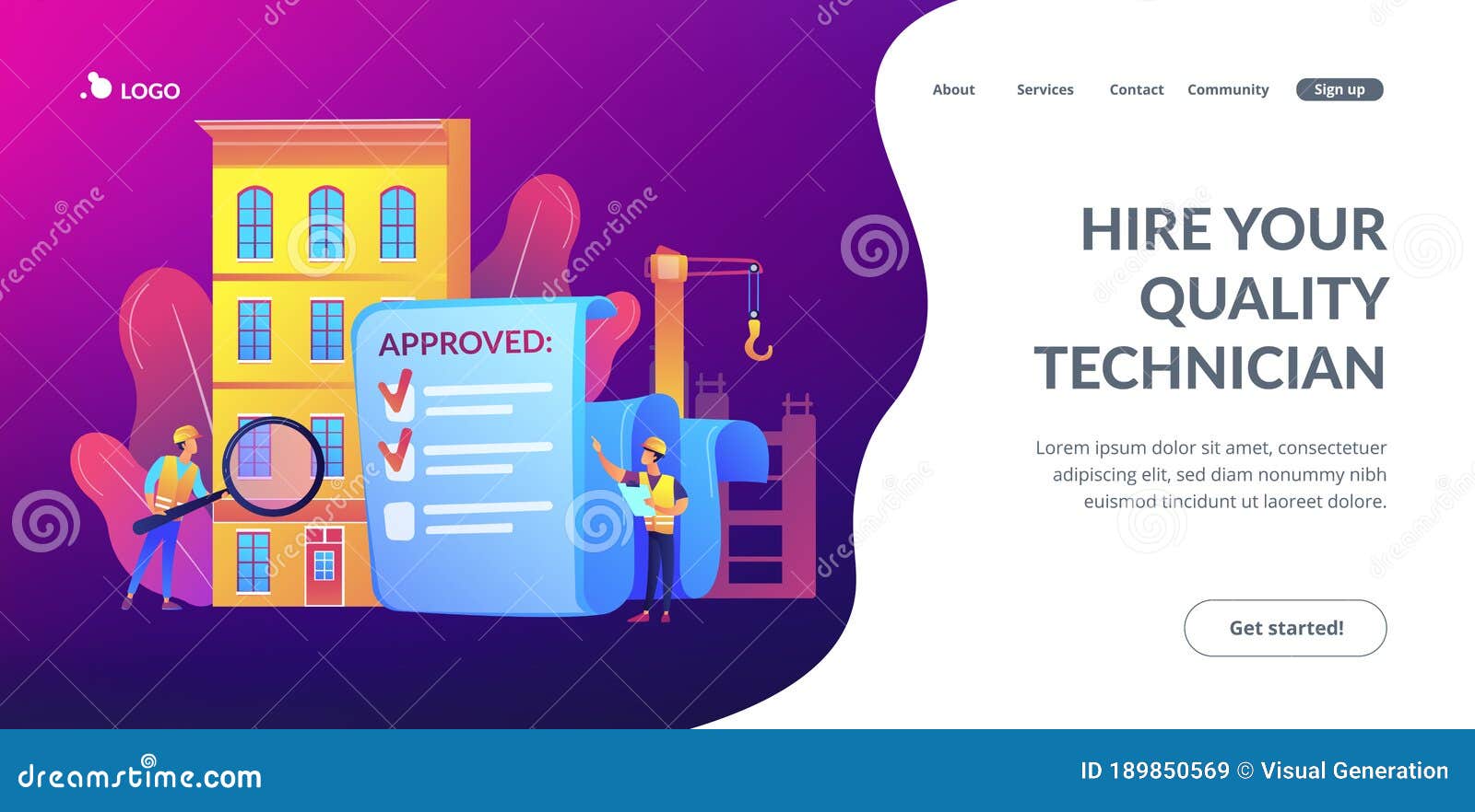 Construction Quality Control Concept Landing Page Stock Vector ...