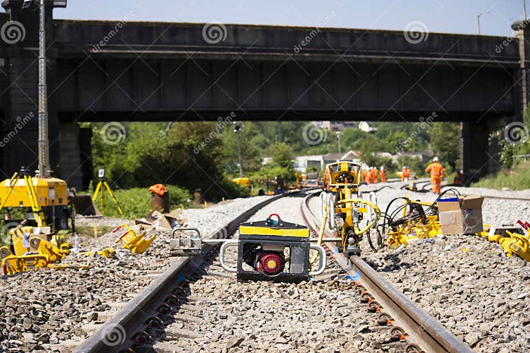 Construction of a Railway Track, Work on a Railway Stock Image - Image ...
