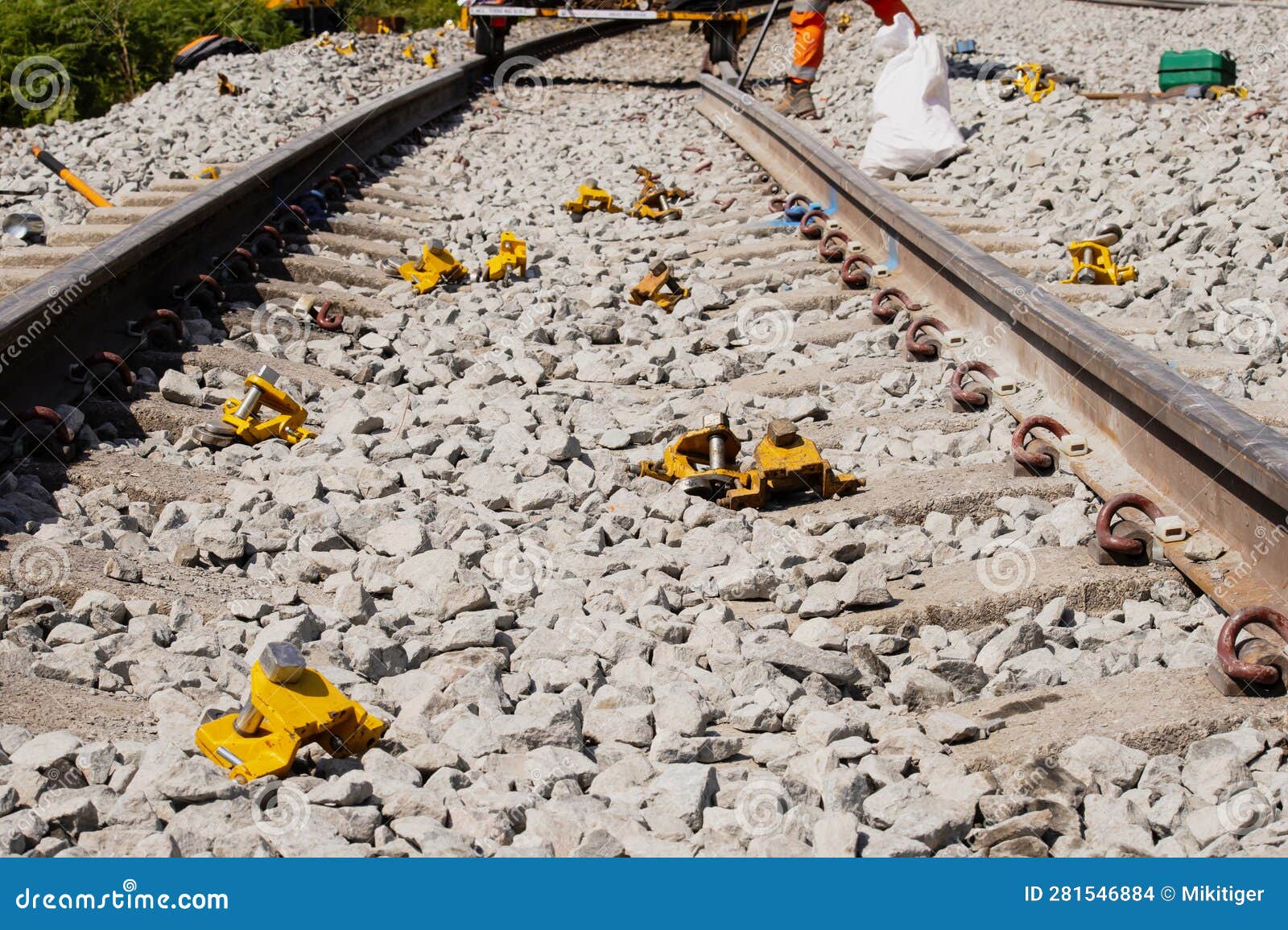 Construction of a Railway Track, Work on a Railway Stock Photo - Image ...