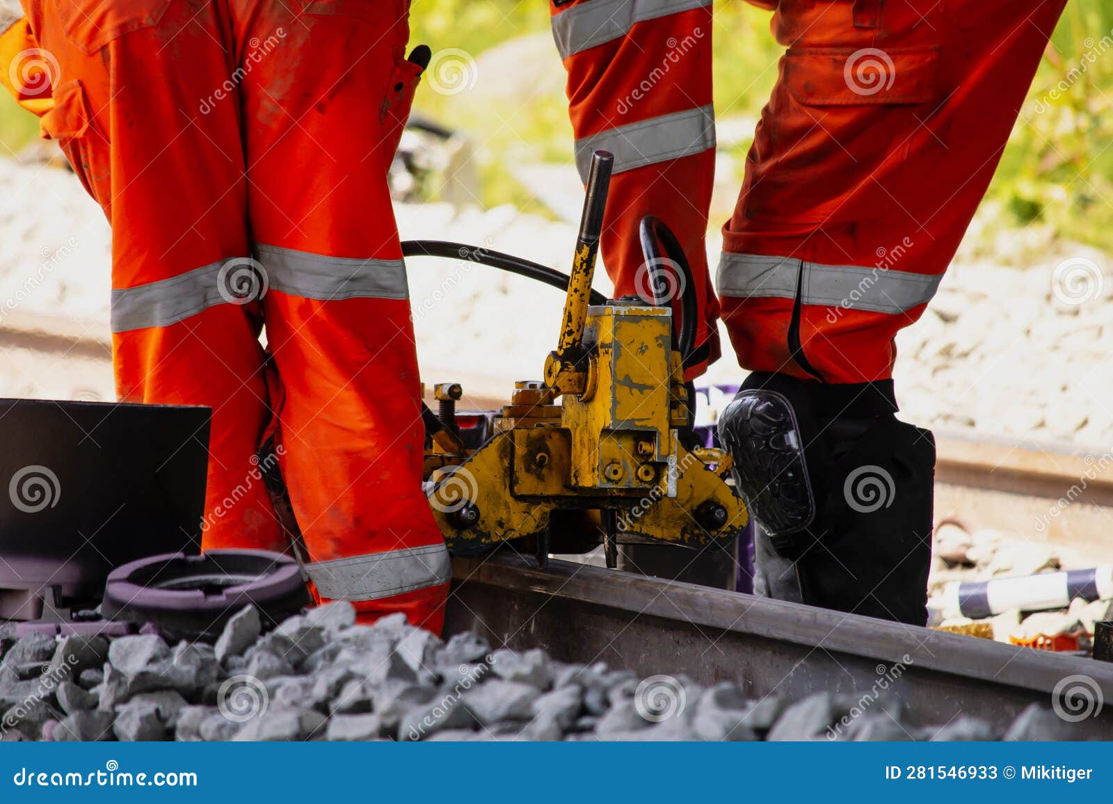 Construction of a Railway Track, Work on a Railway Stock Image - Image ...