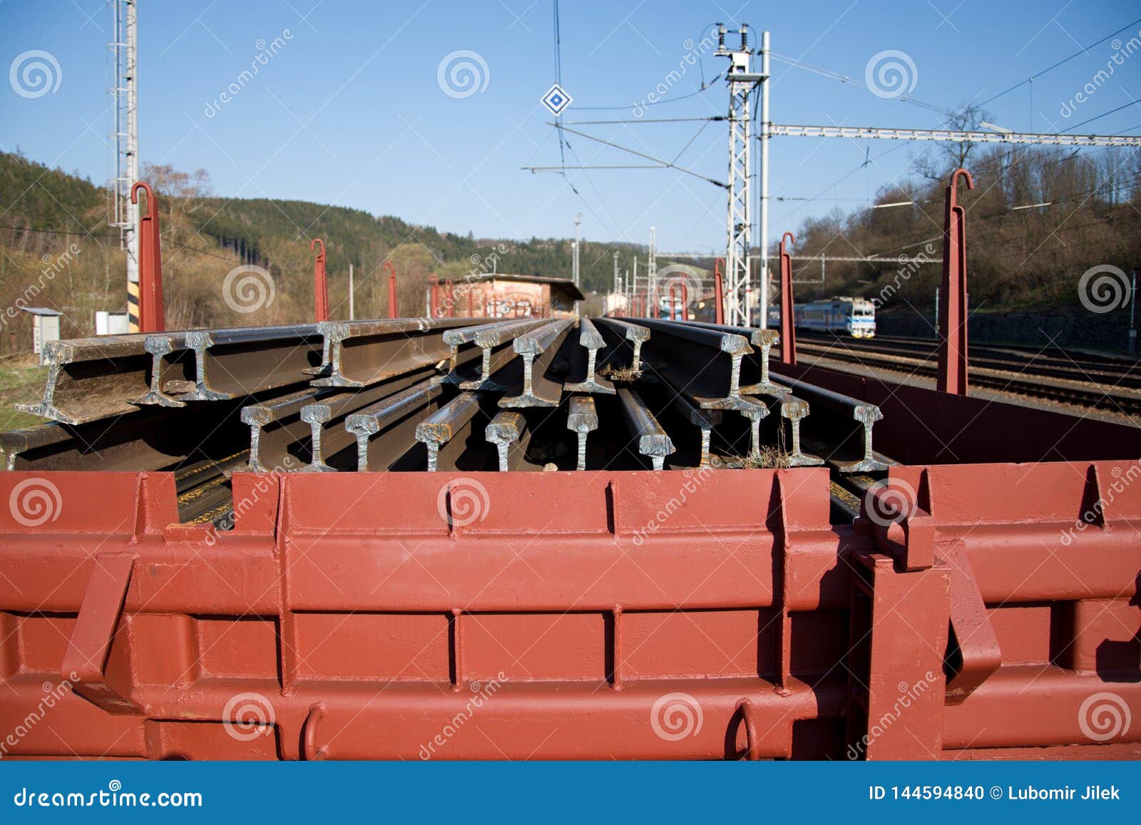Construction of Railway Tracks. Railway Infrastructure. Railroad Car ...