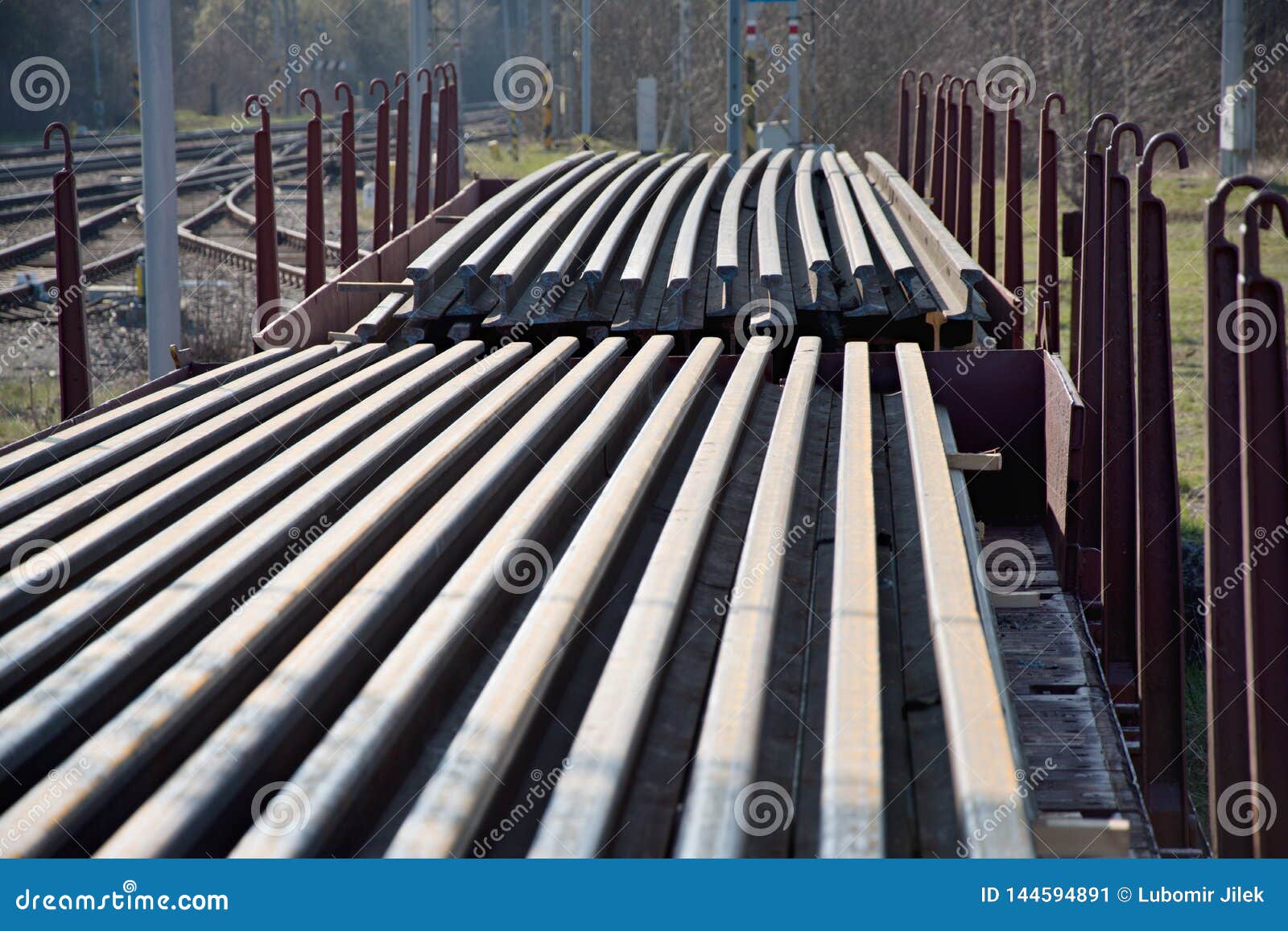 Construction of Railway Tracks. Railway Infrastructure. Railroad Car ...
