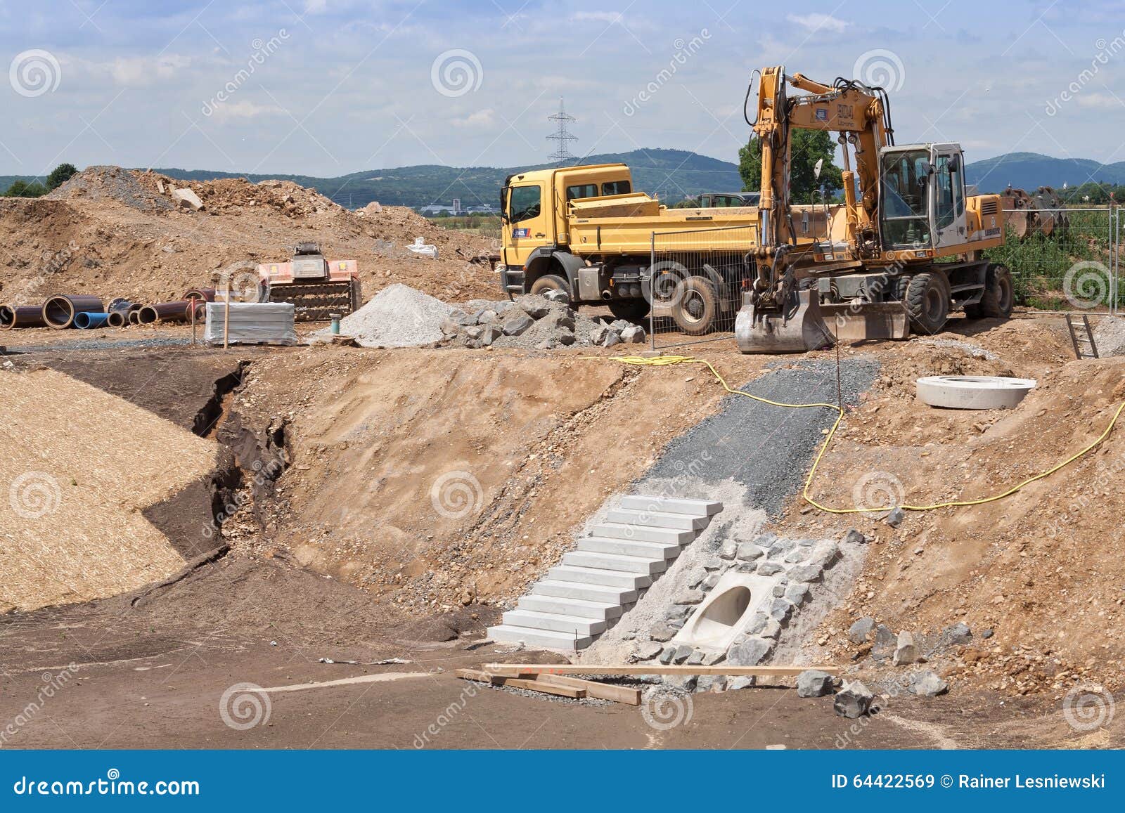 Construction of a Rainwater Retention Basin Editorial Stock Image ...